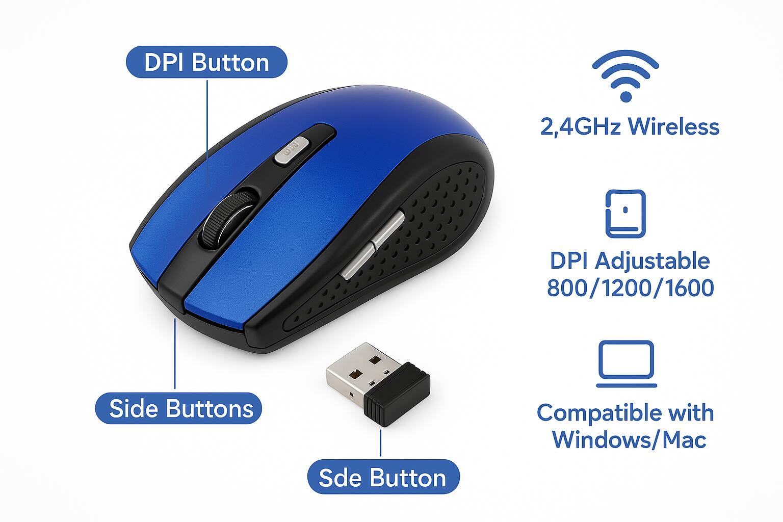 Sanoxy 2.4GHz Wireless Optical Mouse Mice & USB Receiver For PC Laptop ...