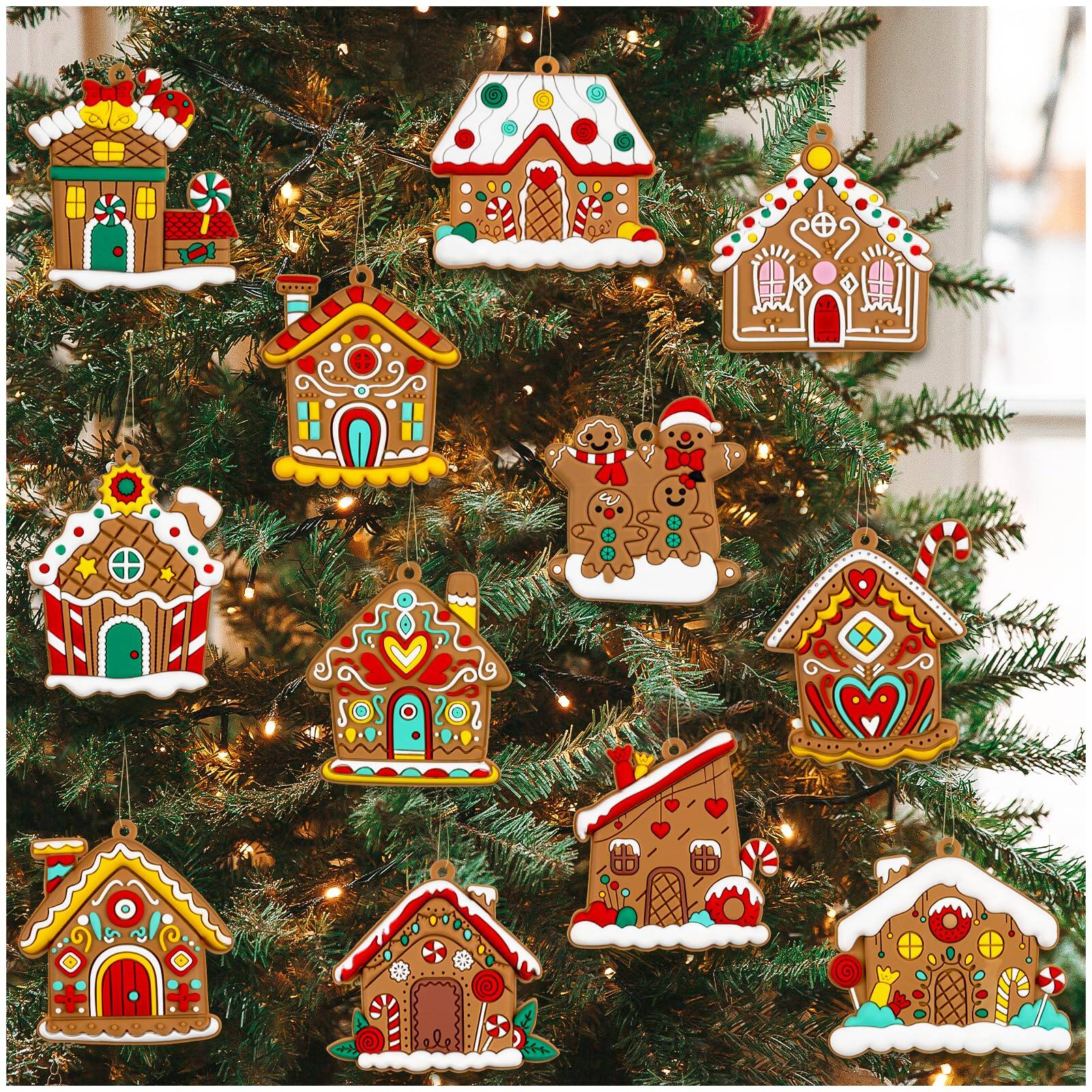 Stylel Star 12pcs Gingerbread Man Ornaments For Christmas Tree Assorted ...