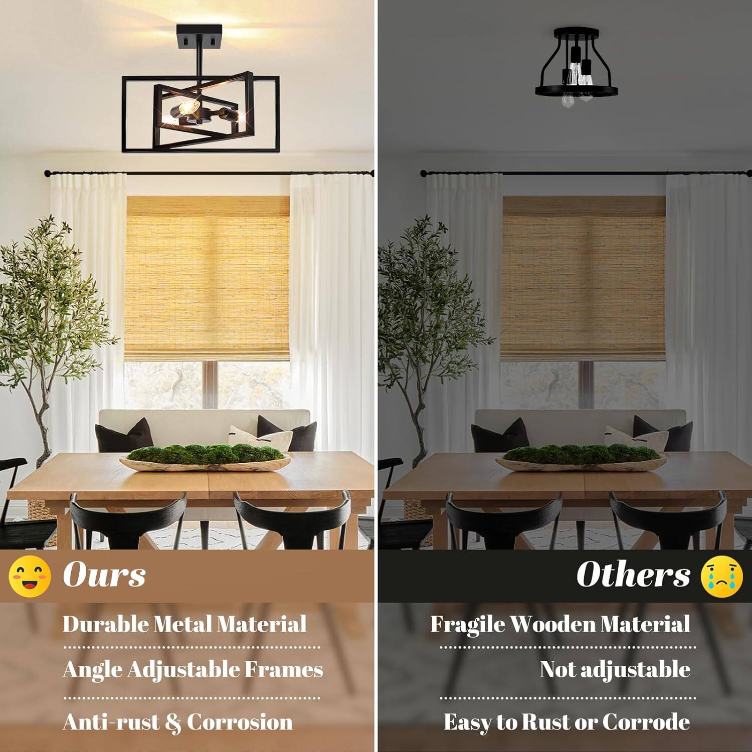 Nordic Hygge 3 Farmhouse Semi Flush Mount Ceiling Fixture, Rustic ...