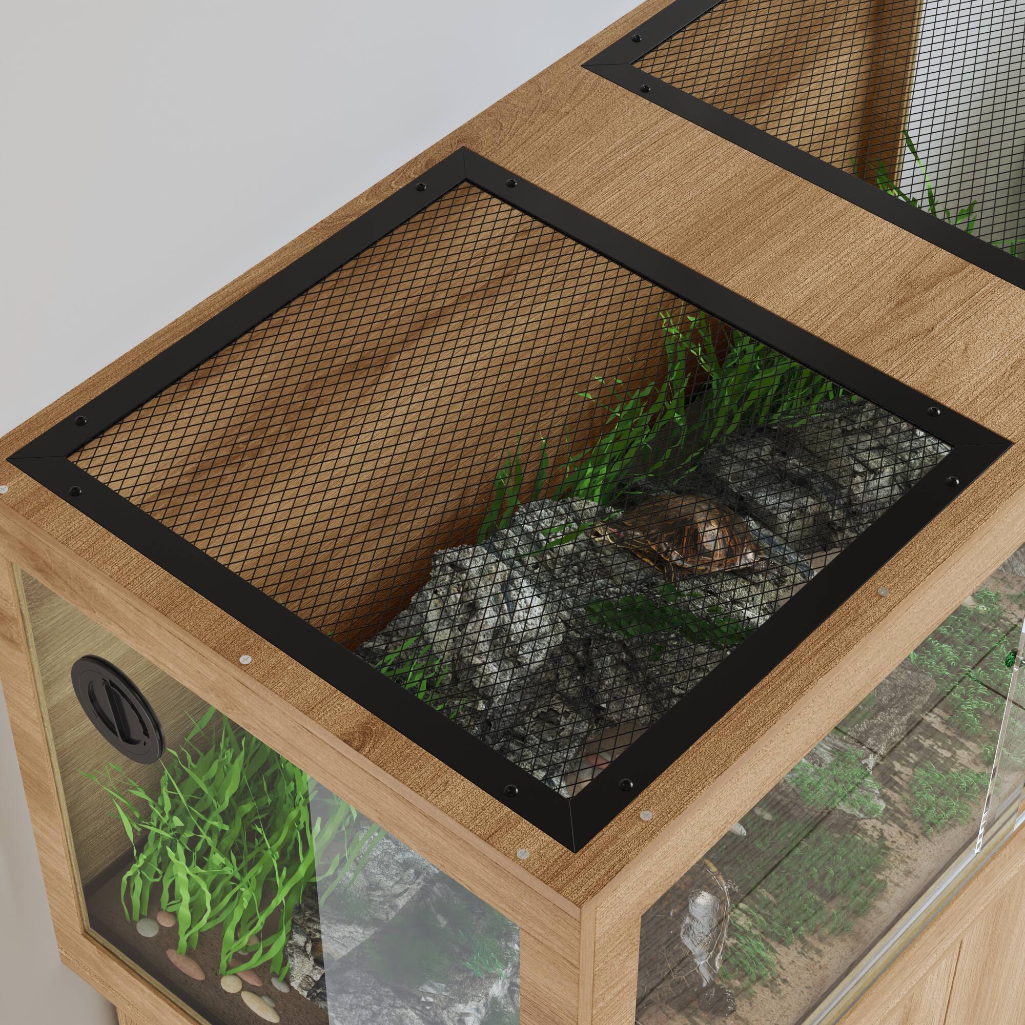 Famapy Reptile Enclosure Cabinet with Storage – Glass Terrarium Habitat ...