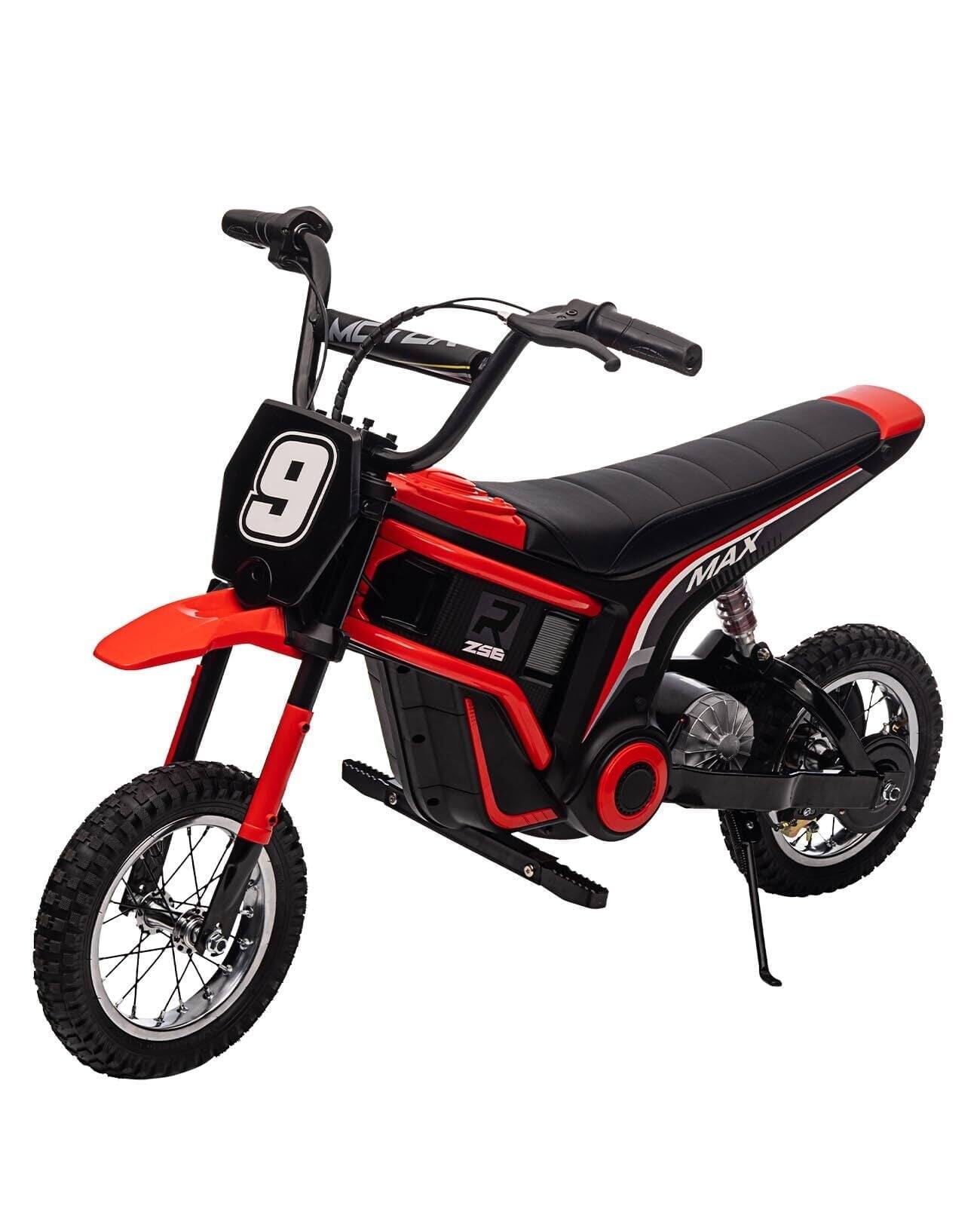 Acekool 24V Kids Electric Off Road Dirt Bike, 350W Brushless Motor, 15MPH, 2 Speeds, 135Lbs Red ...