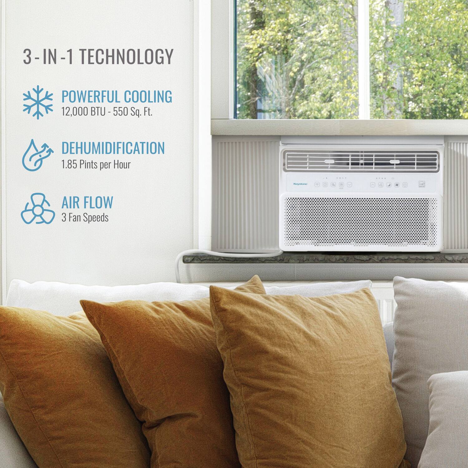 Keystone 550 Sq. Ft 12,000 BTU Window Mounted Inverter Air Conditioner White KSTAW121WA - Best Buy