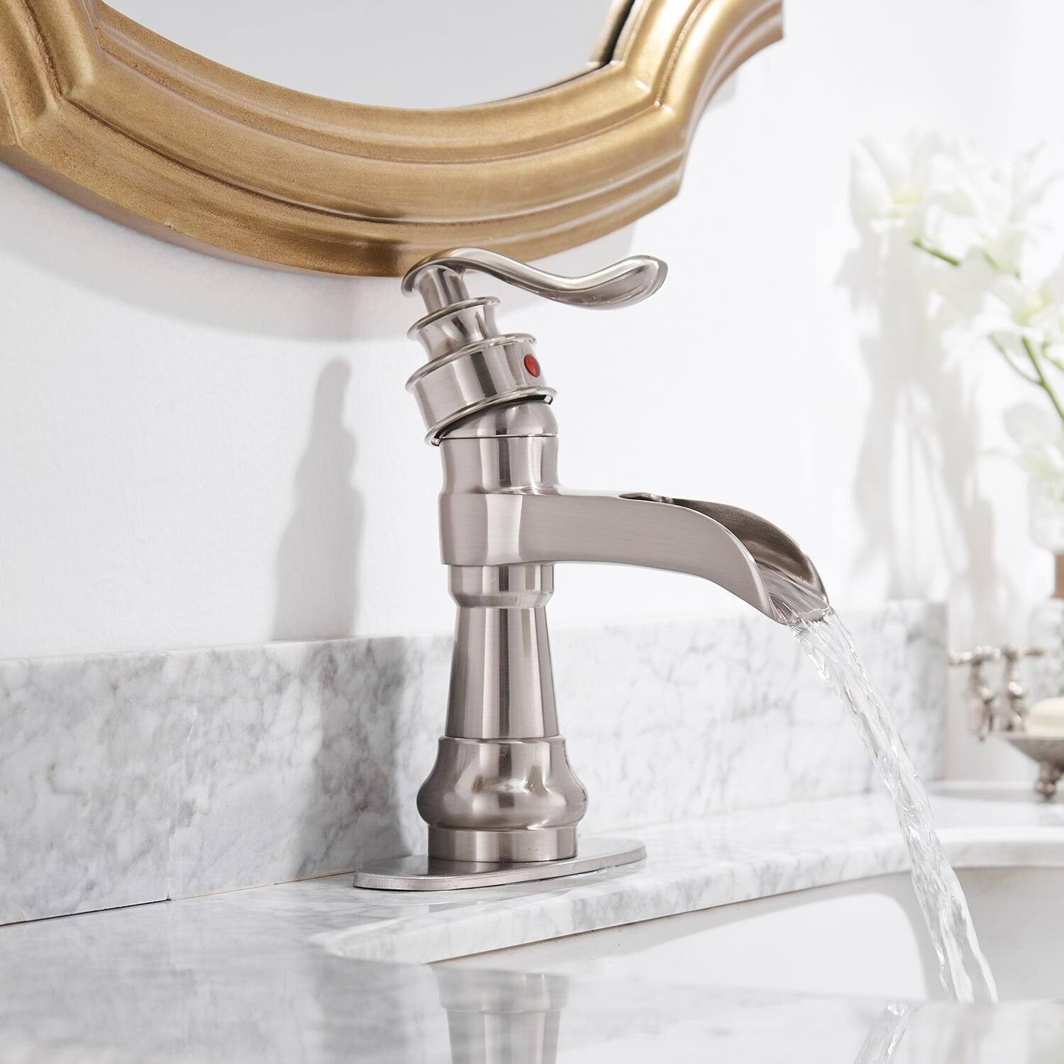 Single Handle Single Hole Bathroom Faucet with Deckplate Included and ...