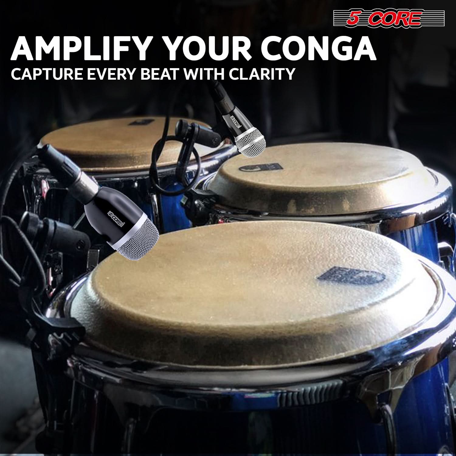 5 CORE Conga Mic Snare Tom Microphone Drum Kit Condenser XLR Instrument ...