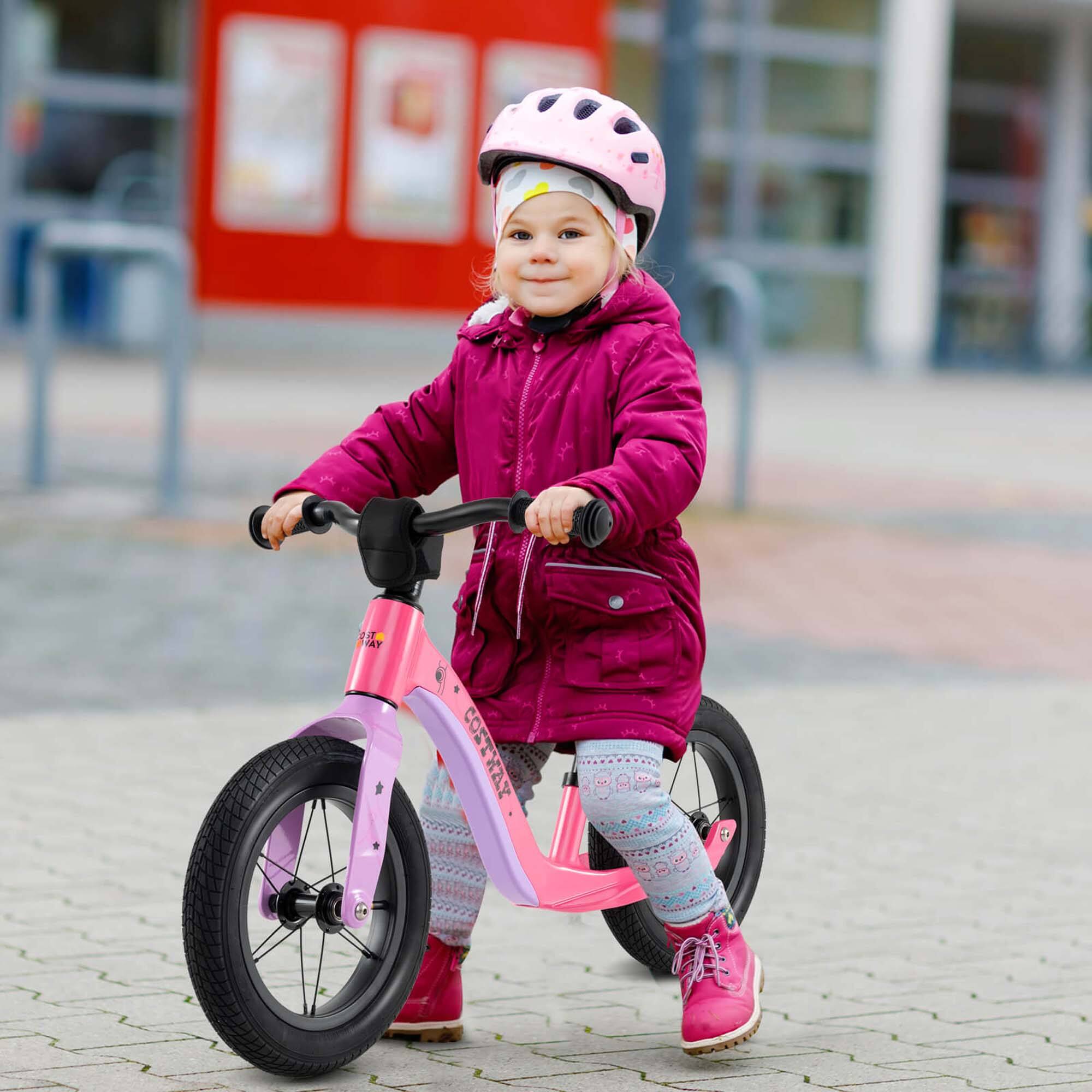 Costway 12 Inch Magnesium Toddler Balance Bike No Pedal Training Toddler Balance Bike Pink ...