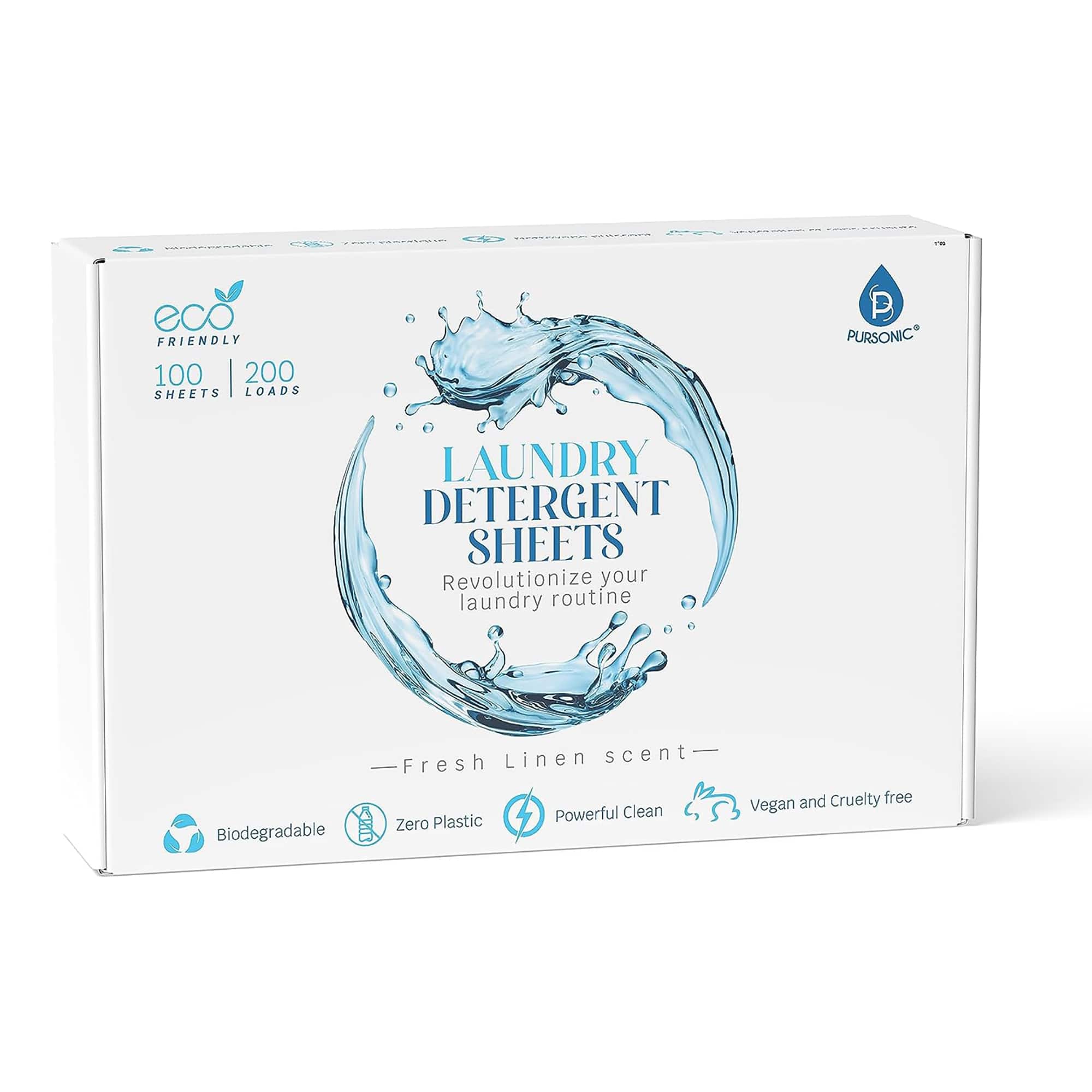 Pursonic - Natural Laundry Detergent Sheets, Eco Friendly– Fresh Linen ...