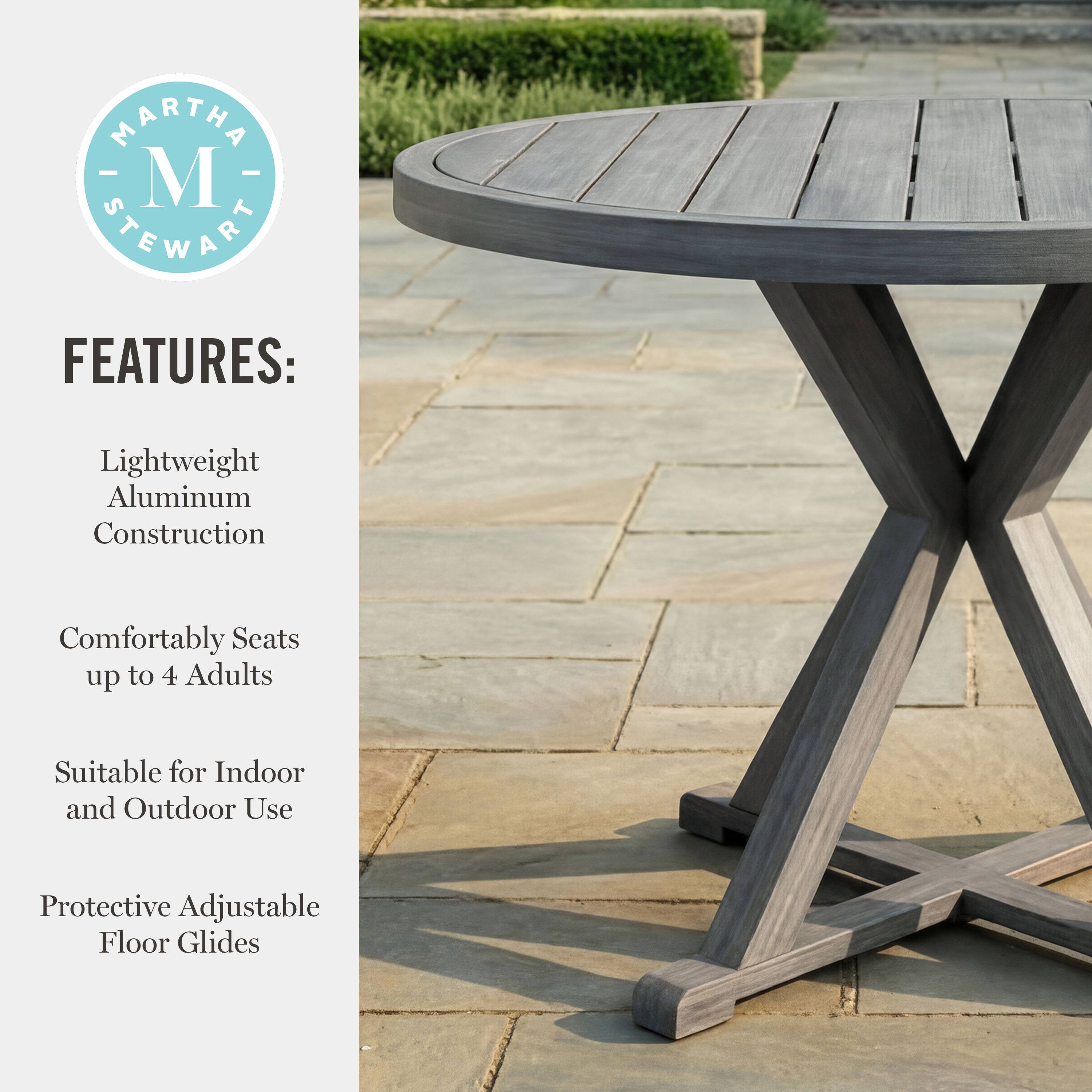 Martha Stewart Bedford 36" Round Indoor Outdoor Trestle Base Patio ...