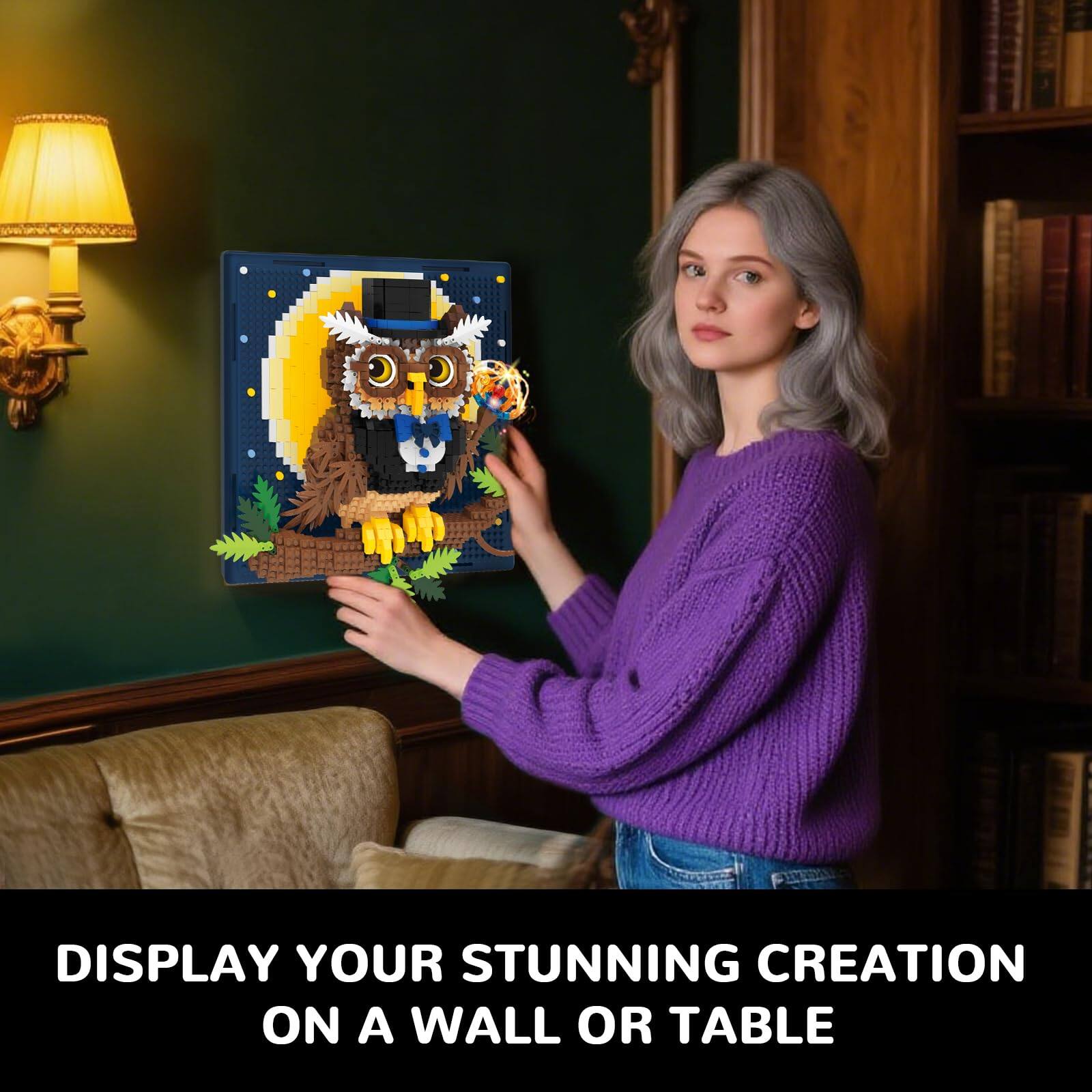 Jadie Link Magic Owl Animal Wall Art Mini Building Blocks Set Home ...