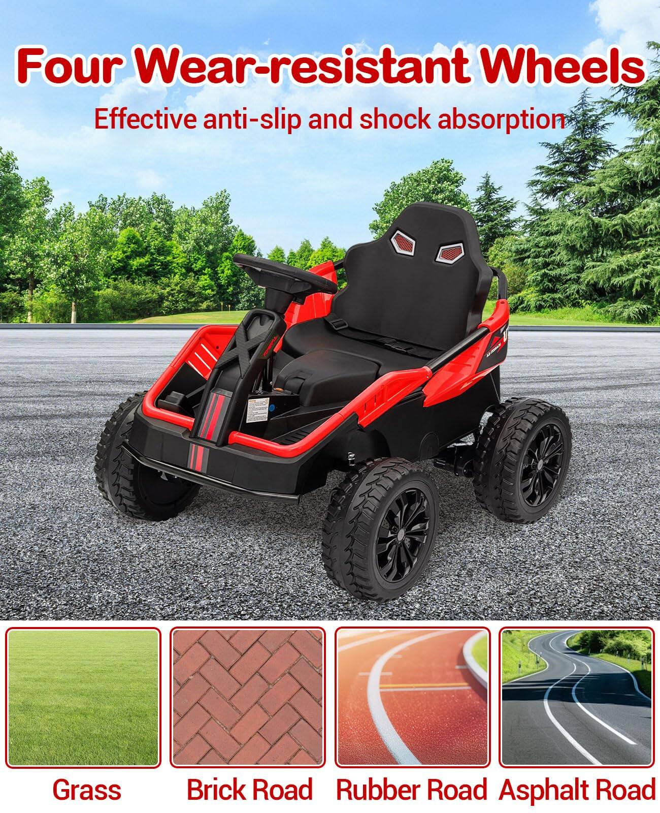 GARVEE 24V Kids Electric Car, 200W 4x4 Ride On Toy, Parent Control, Adjustable 16" Seat, 6MPH, 4 ...