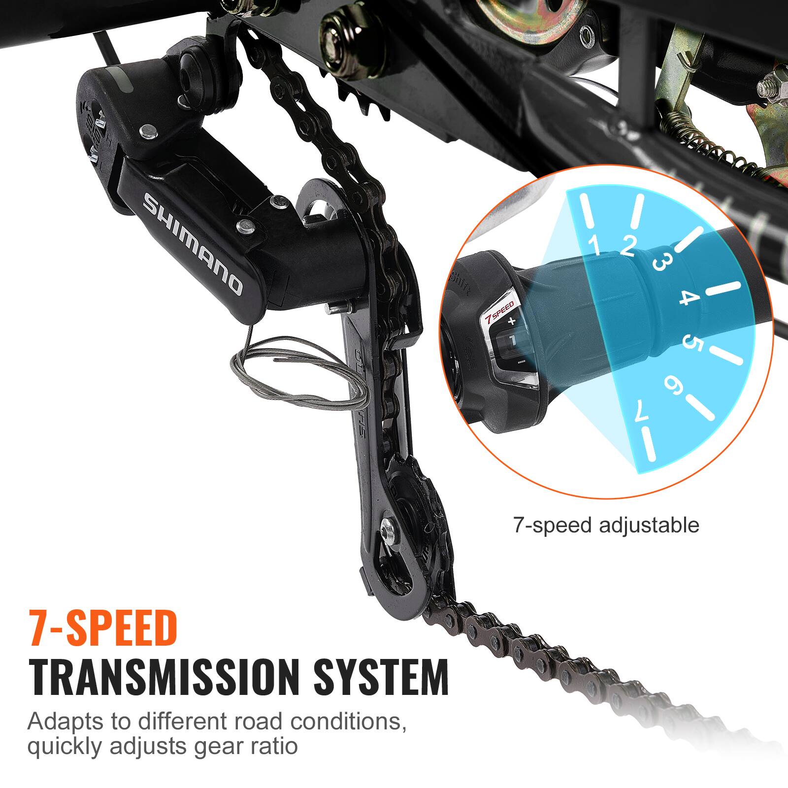 VEVOR Adult Tricycles Bike, 7 Speed Adult Trikes, 24 Inch Three Wheeled ...