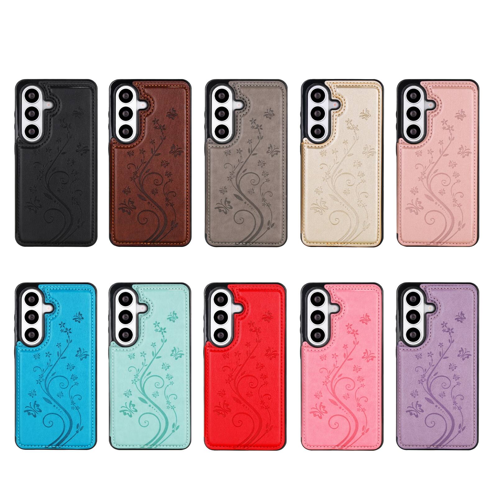 Dteck For Samsung Galaxy S26+ Wallet Case Flower Embossed Pattern PU ...