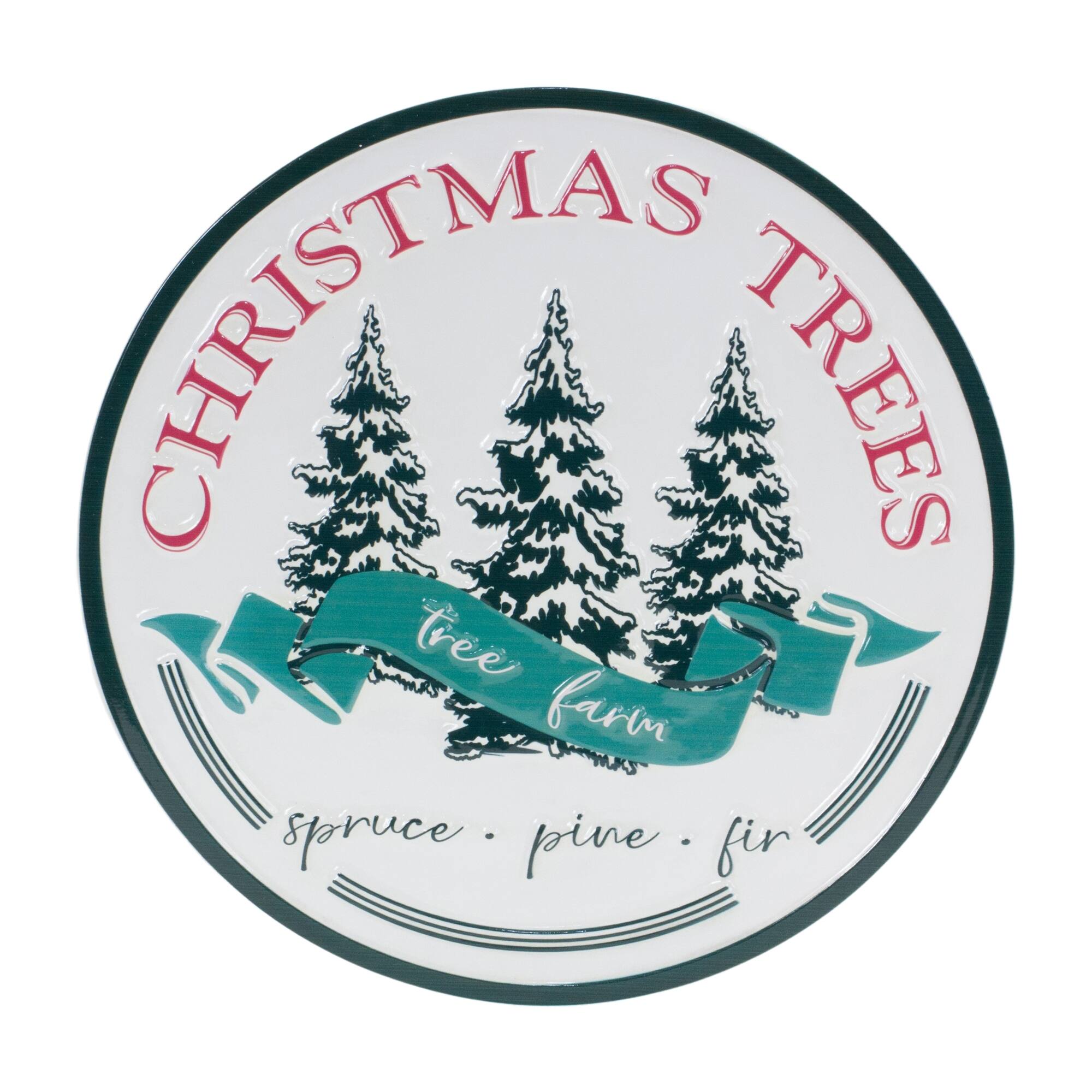 BreeBe Christmas Tree Farm Sign 14"D White, Red, Green 86686DS - Best Buy
