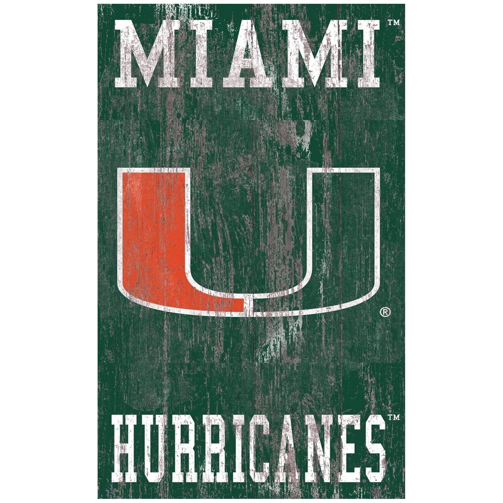 Fan Creations Miami Hurricanes 11'' x 19'' Heritage Distressed Logo ...