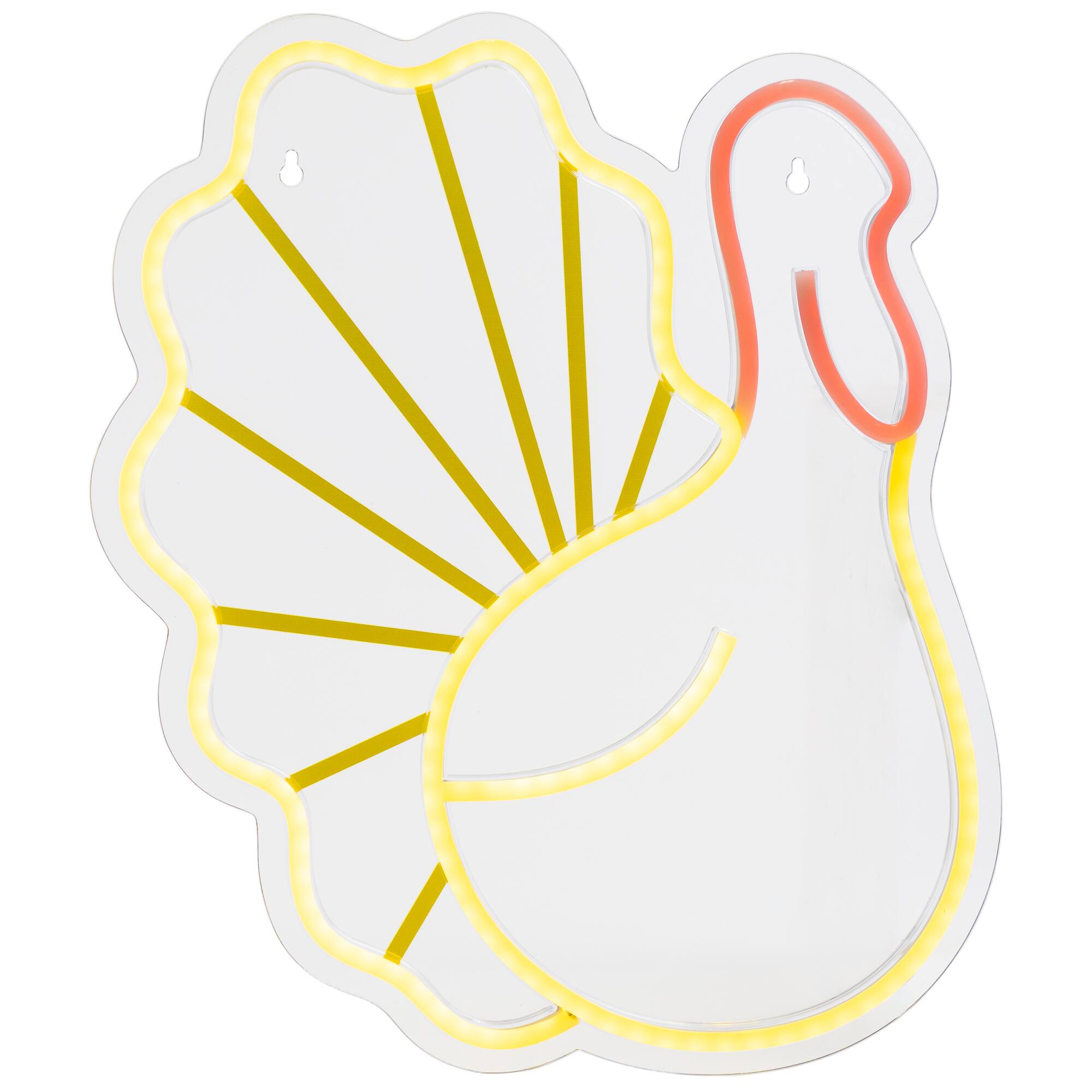 Northlight Pre lit LED Turkey Thanksgiving Neon Wall or Window ...