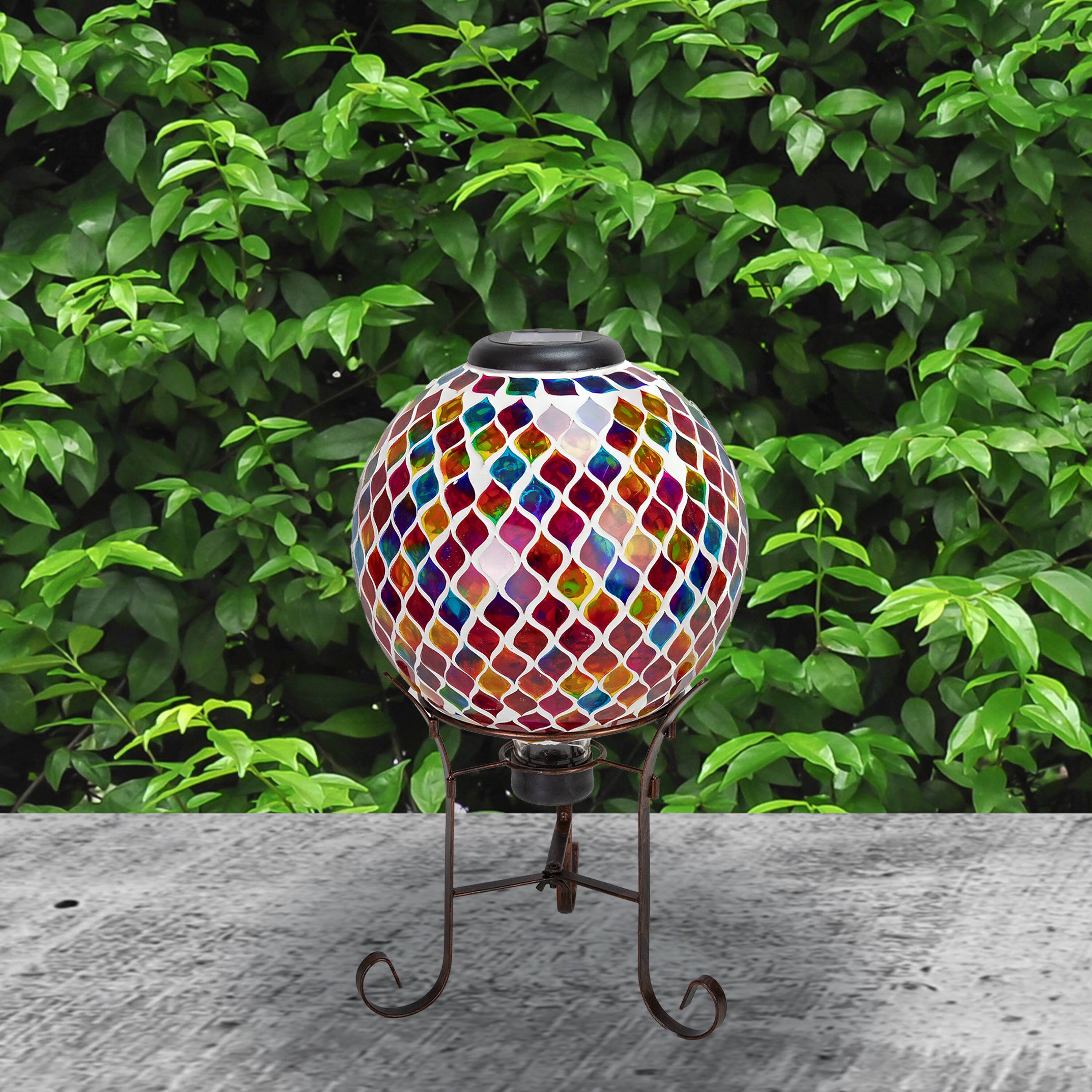 Sunnydaze 2 Gazing Balls with Solar Light 10 in Summer Trellis ZIB-9082 ...