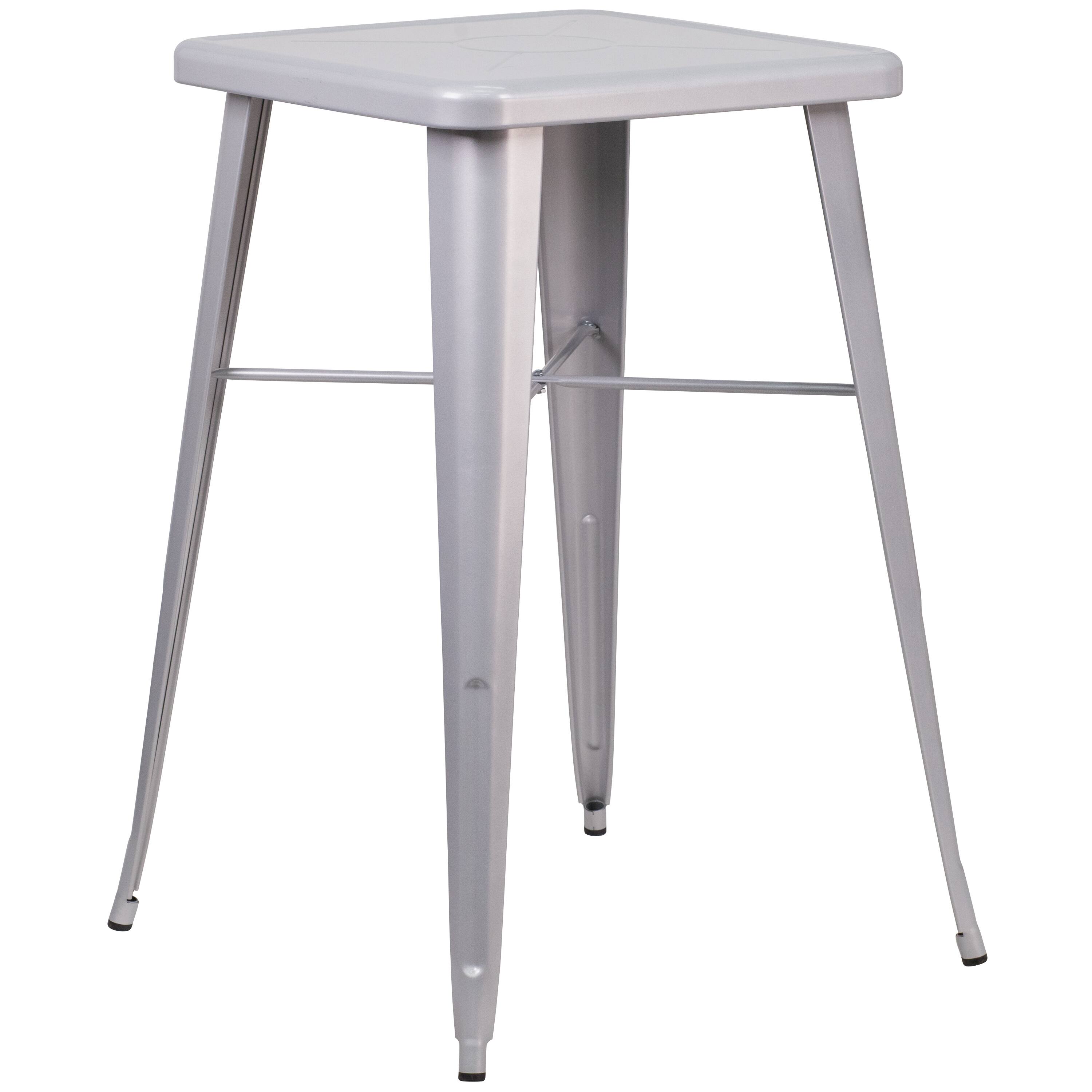 Emma + Oliver Commercial Grade 23.75" Square Metal Indoor Outdoor Bar ...