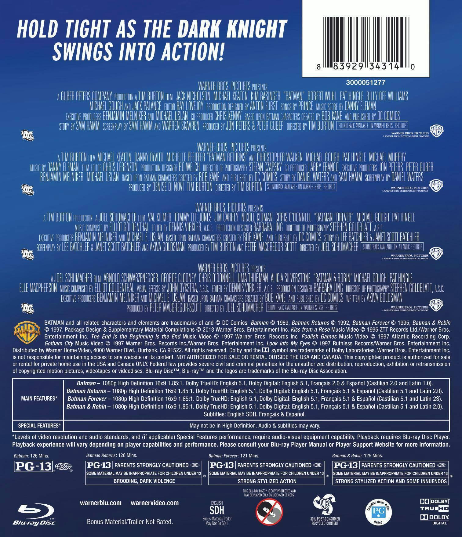 Customer Reviews: Batman Collection: 4 Film Favorites [4 Discs] [Blu ...