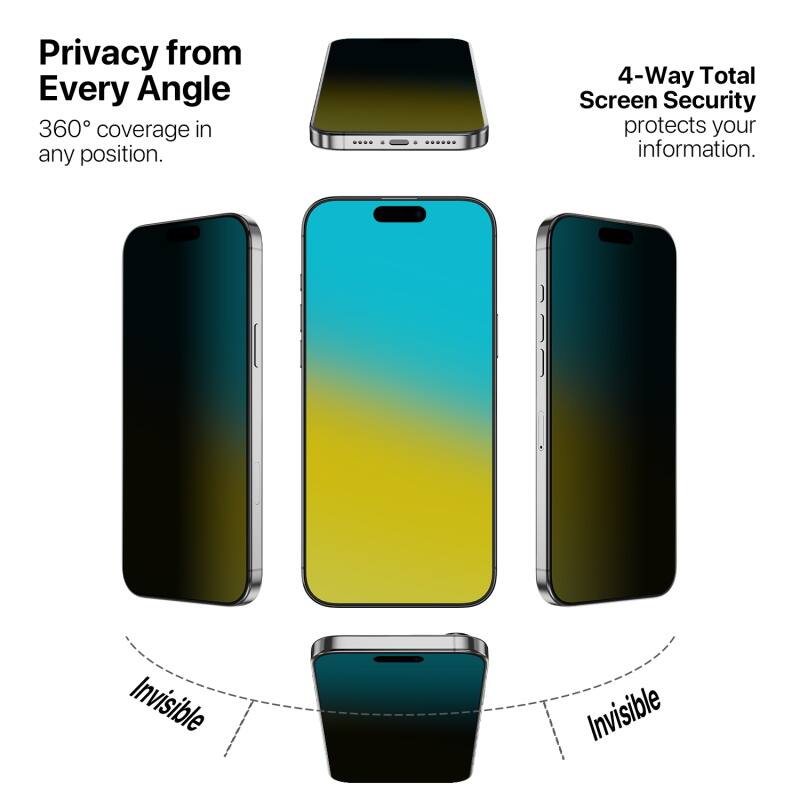 Mybat Pro 360° Privacy Full Coverage Tempered Glass for Apple iPhone 16 ...