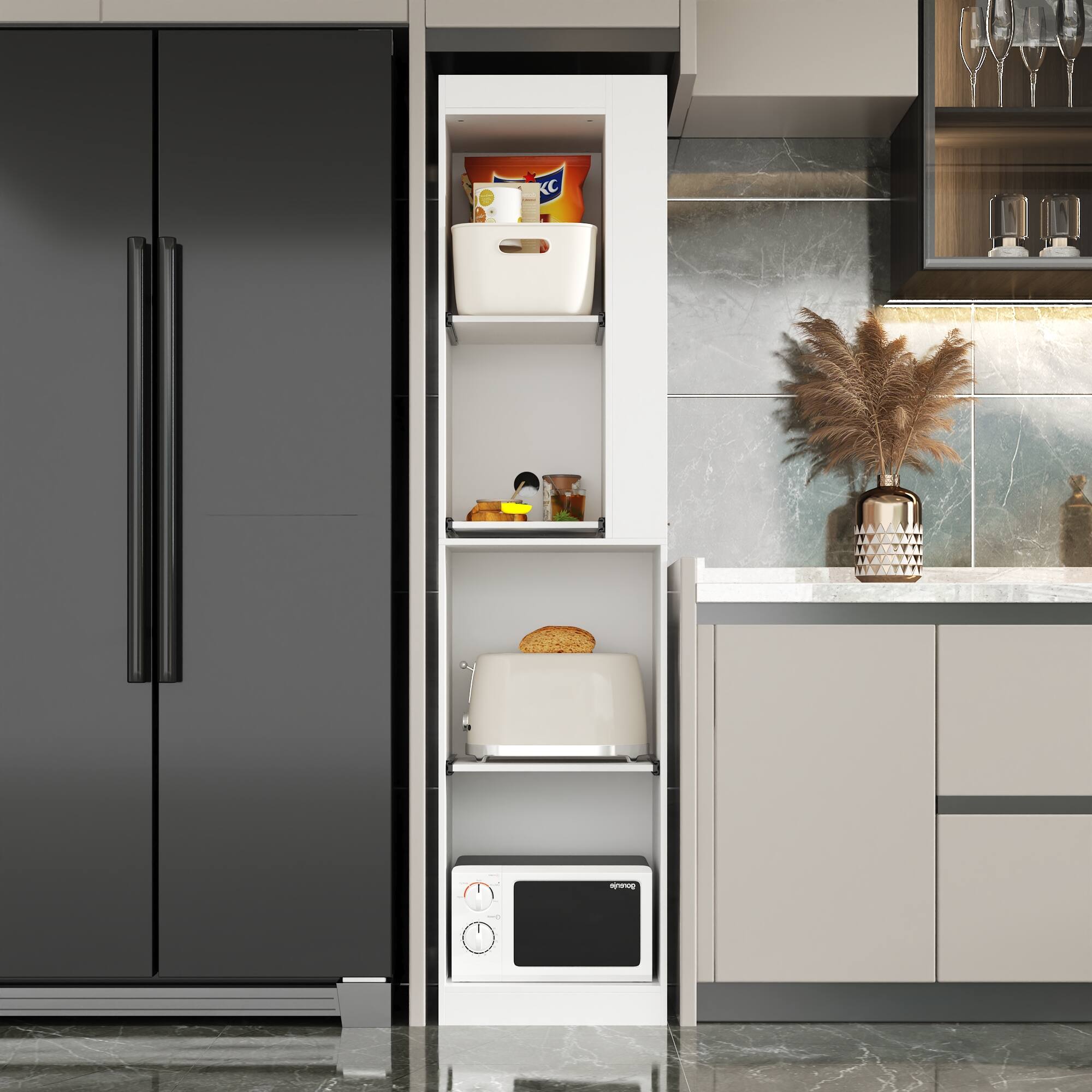 Famapy Space Saving Kitchen Tall Cabinet Modern Minimalist Design for ...