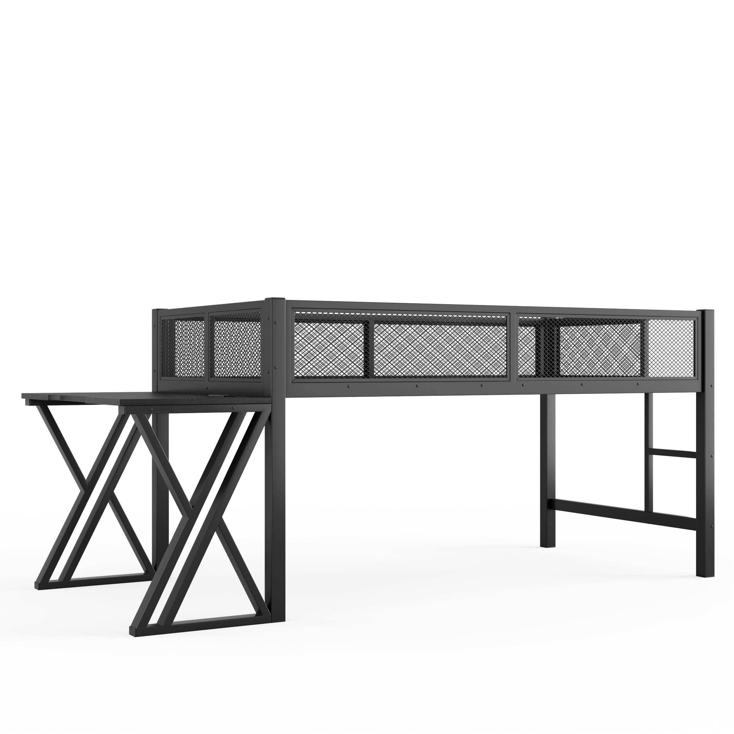 Whisen Gaming Loft Bed with Desk, RGB LED & USB Ports, Metal Frame ...