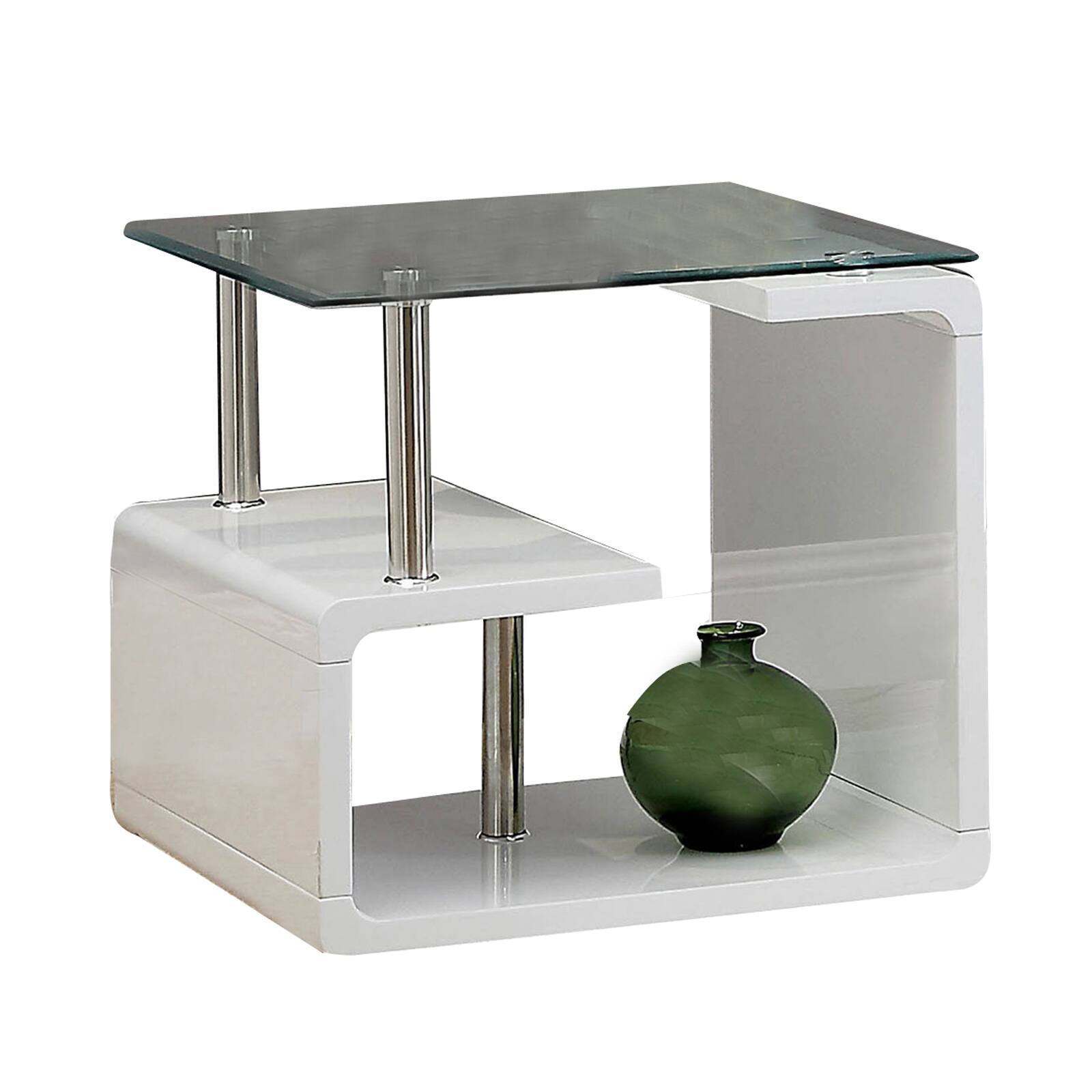 Manhattan Lane Contemporary End Table with Multi Level Curled Open ...