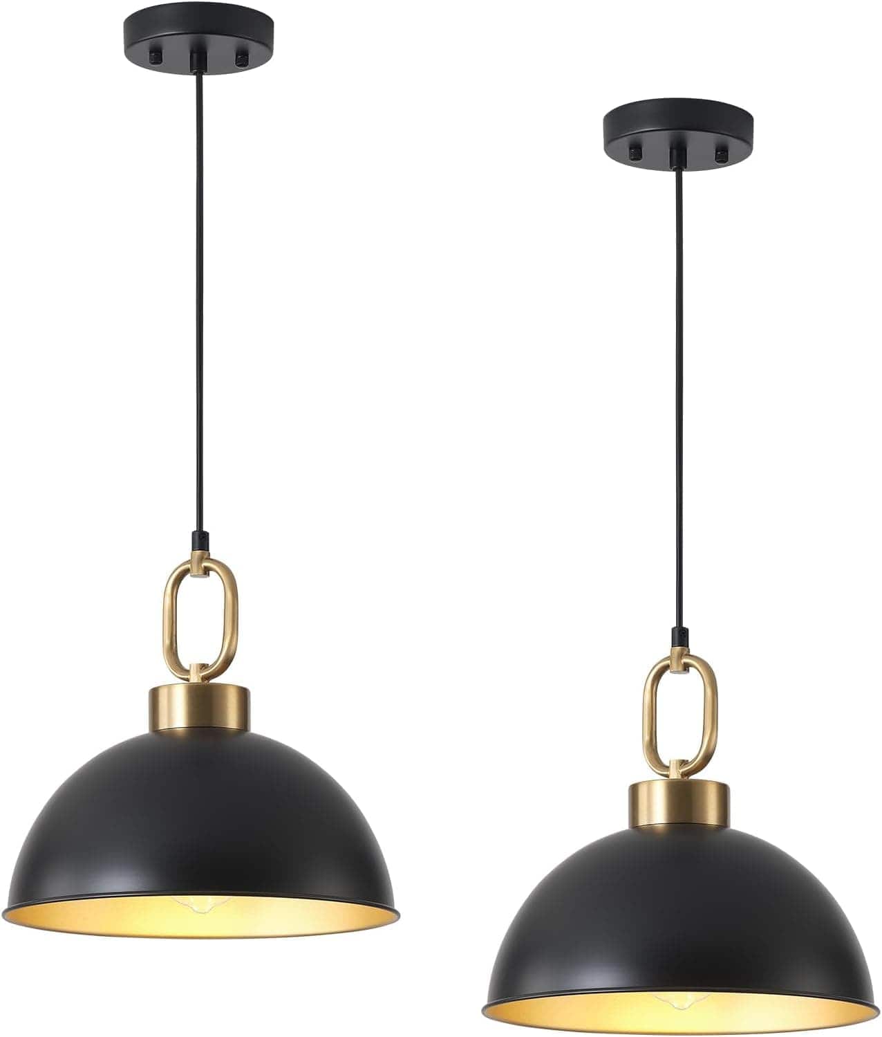 FINEAK - 2-Pack 12.2" Matte Black Handle Pendant Lights - Modern ...