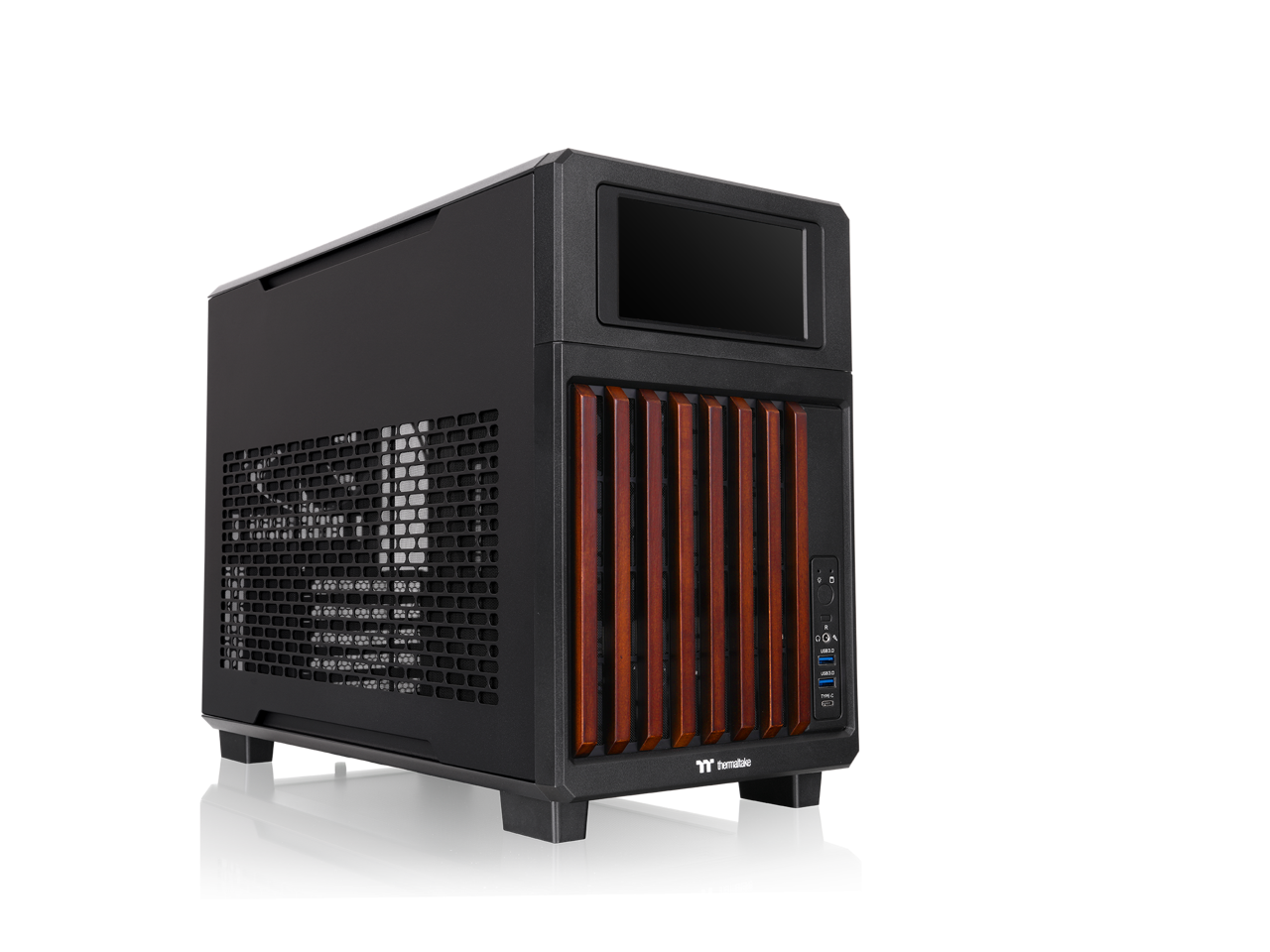 Thermaltake TR200 WS mATX/mITX 6" LCD Wood Trim 360mm AIO 365mm GPU ...