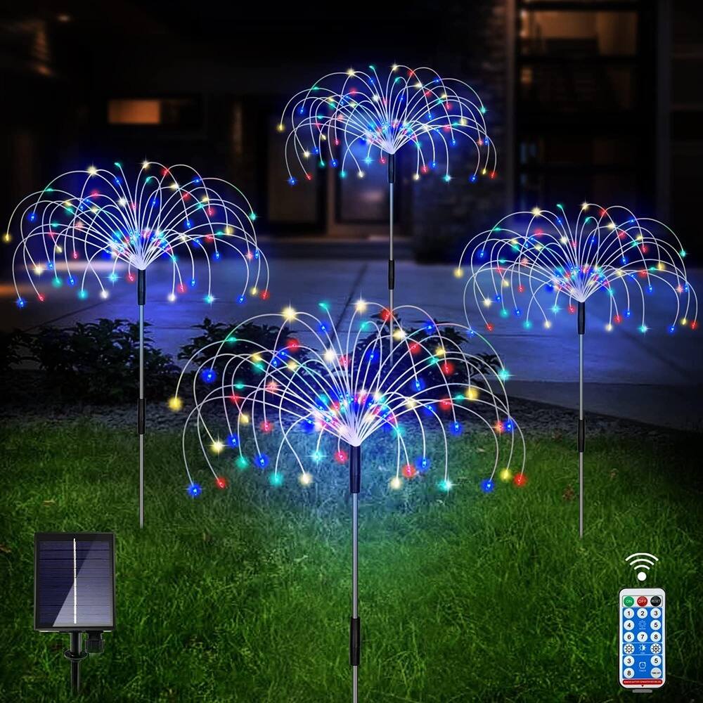 PARKER SLATER 4 Pack Solar Garden Lights, 120 LED Copper Wire Fireworks ...