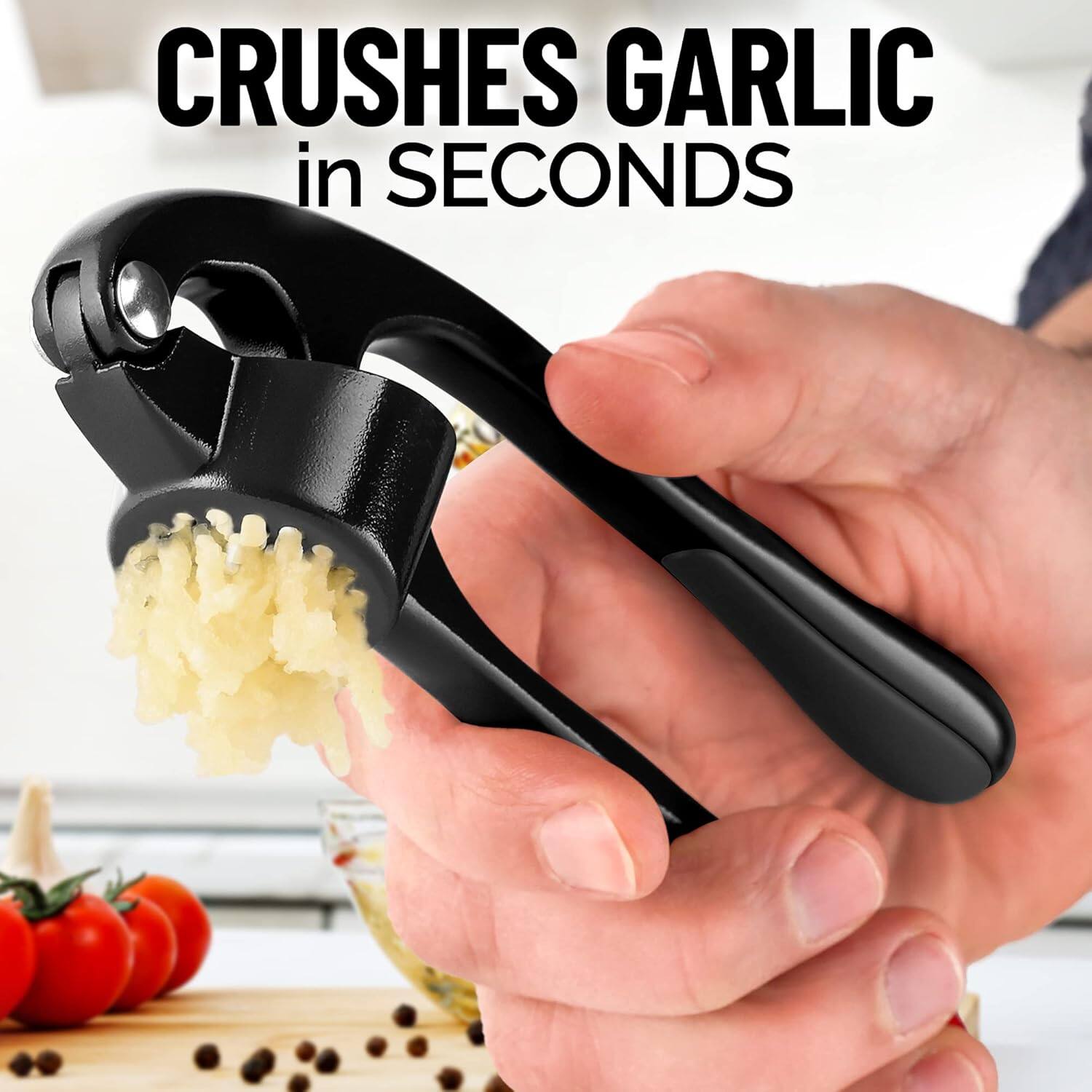 Zulay Kitchen Premium Garlic Press with Soft, Easy to Squeeze Handle ...