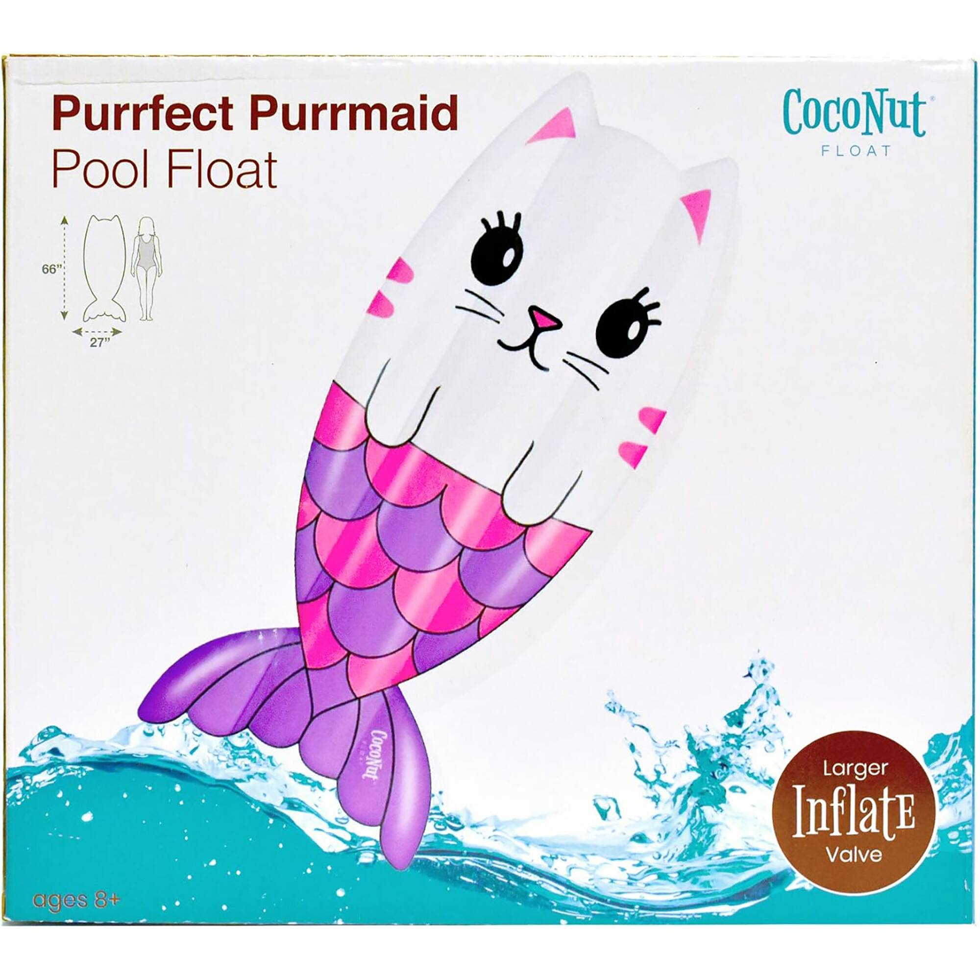 Salus Brands, LLC Coconut Outdoor: Purrfect Purrmaid Pool Float 66x27 ...