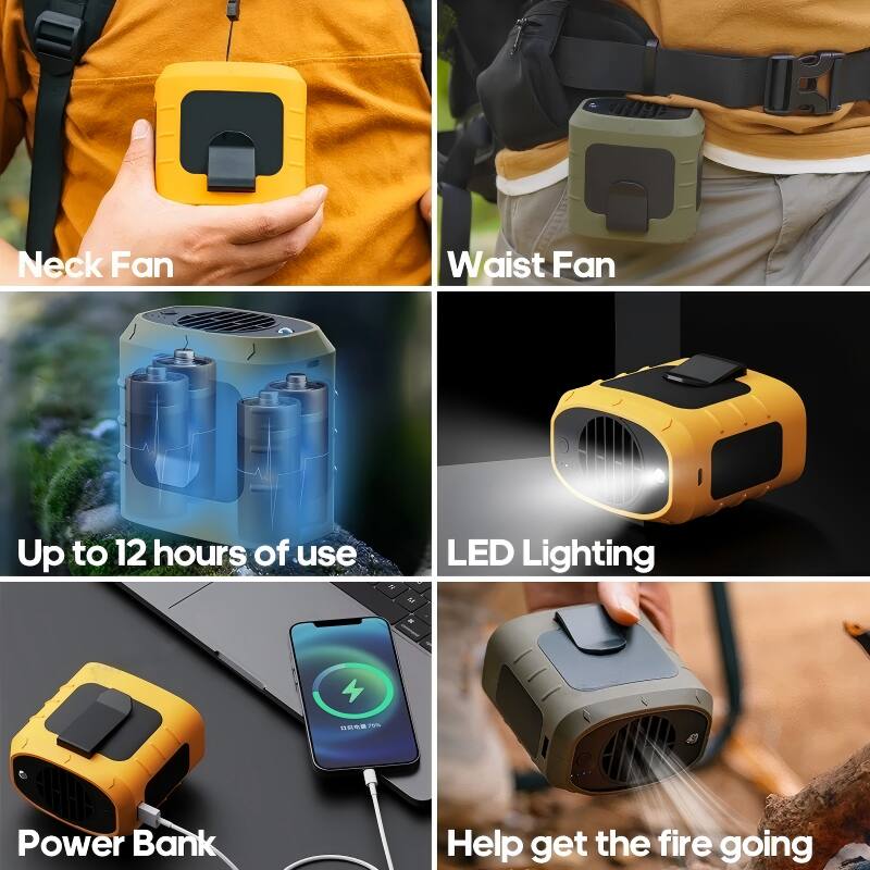 PRIMEPLUS 8000mAh Outdoor Waist Fan Portable Multifunctional Camping ...