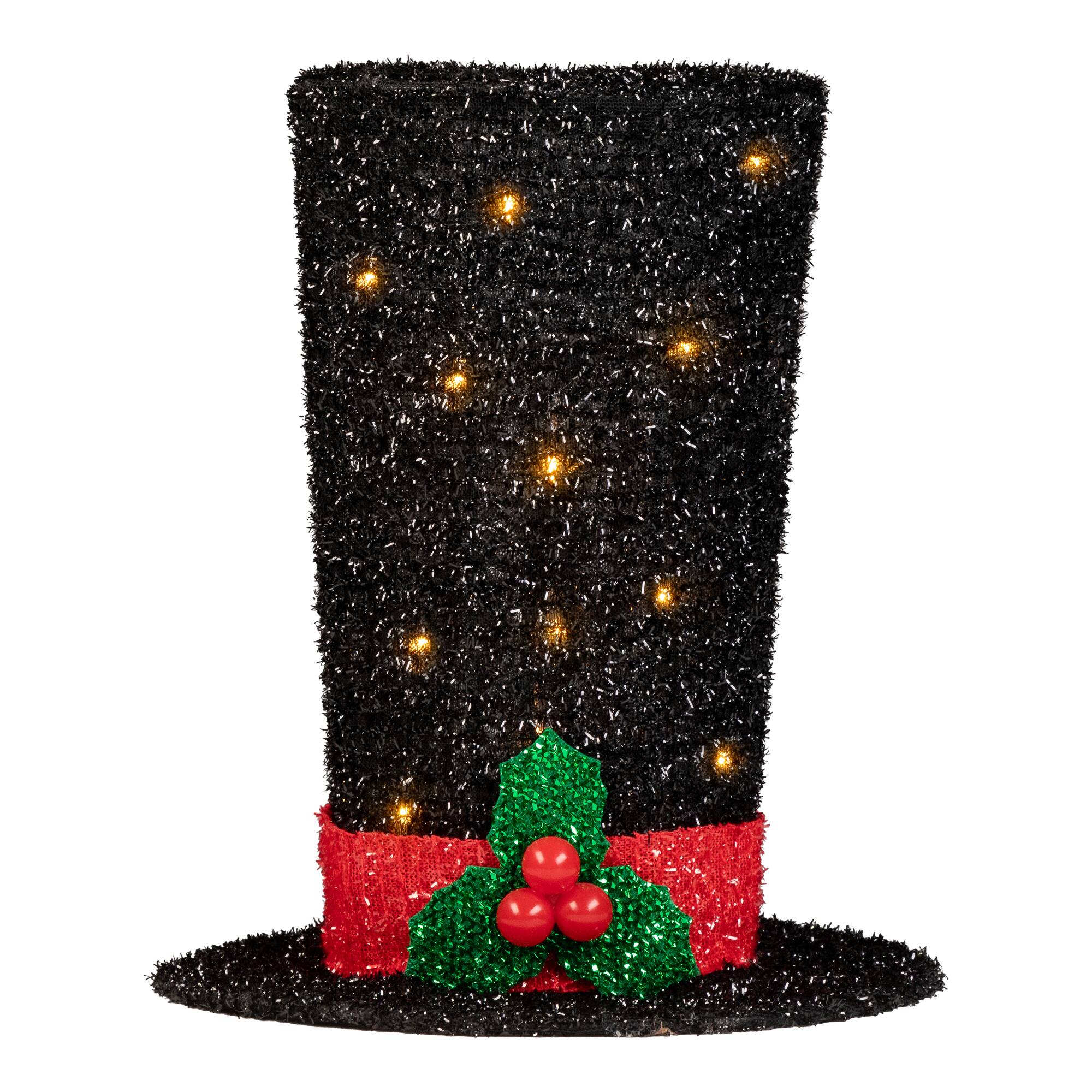 Northlight 9.25" Lighted Tinsel Top Hat Christmas Tree Topper, Clear ...