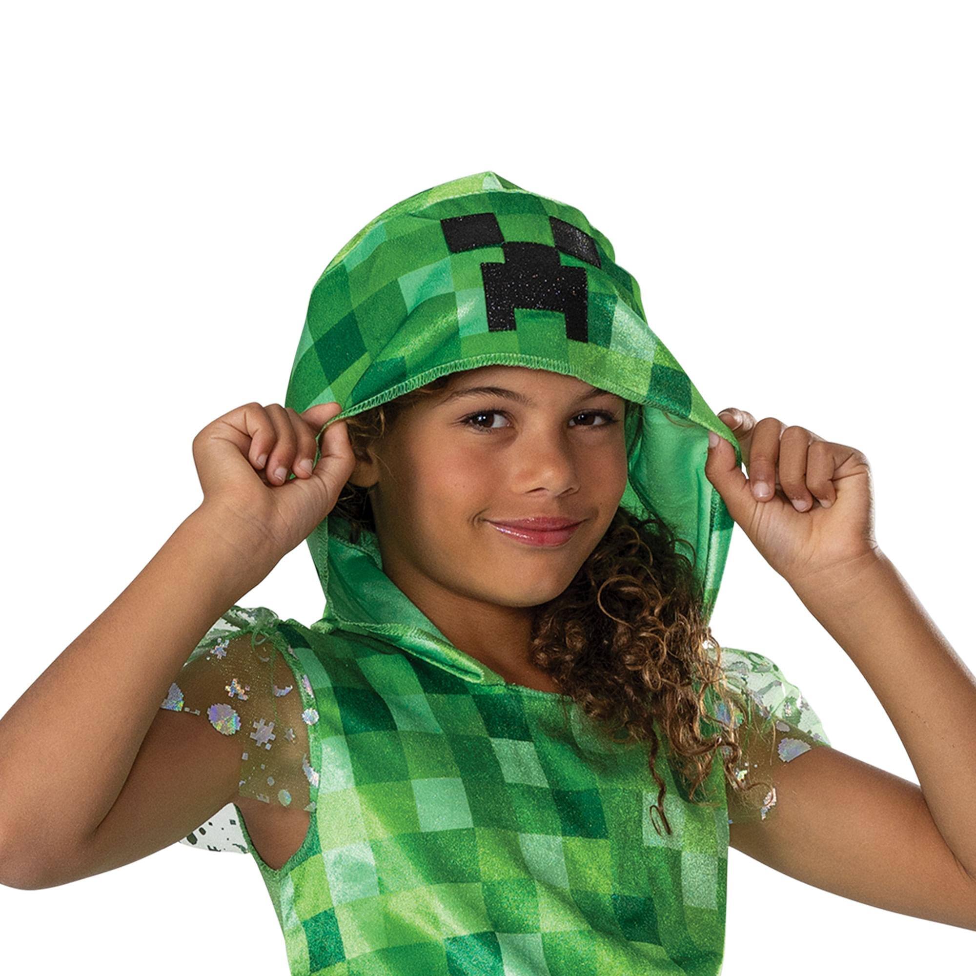 Disguise Minecraft Creeper Girl Hooded Child Costume Dress | Medium 7 8 ...