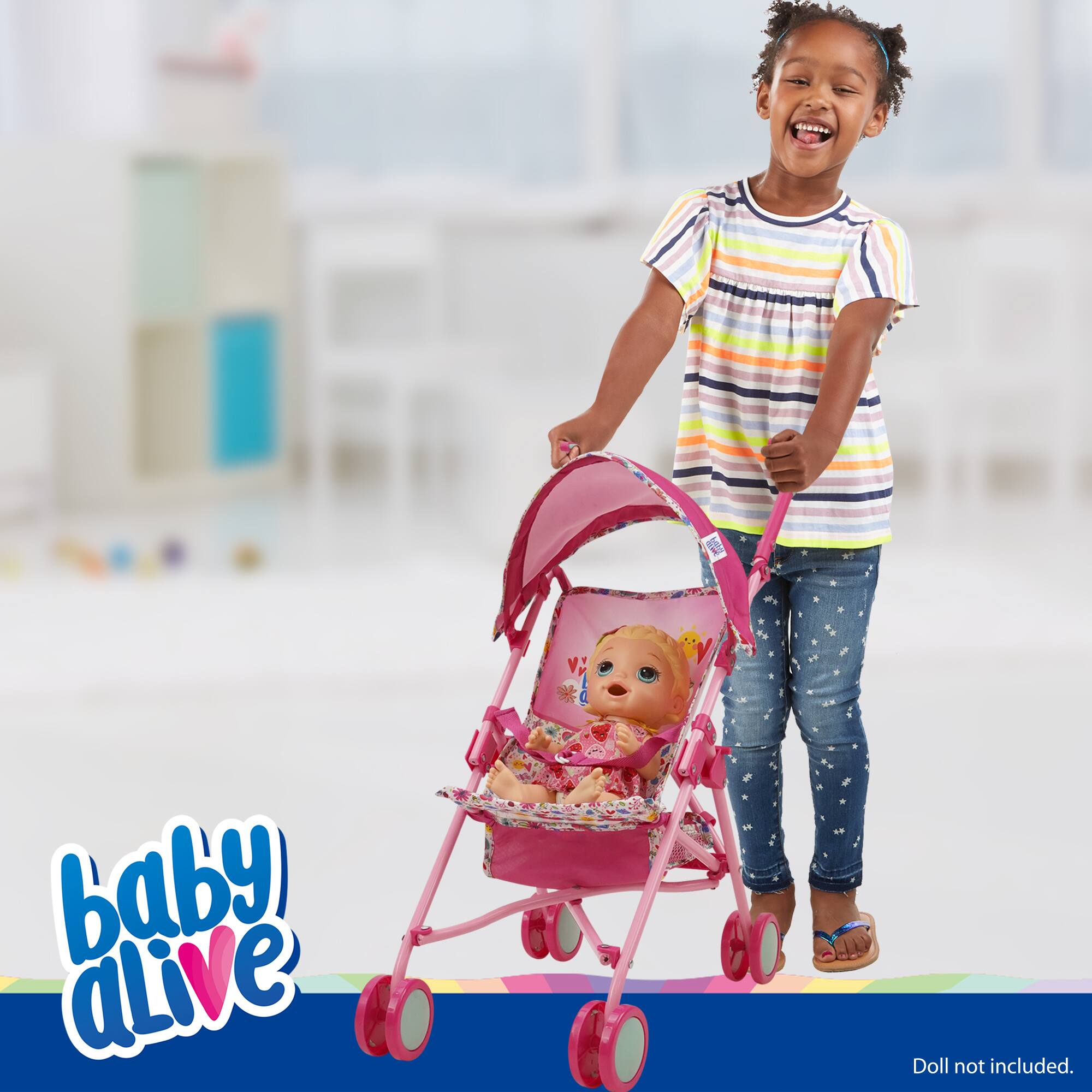 509 Crew Baby Alive: Doll Stroller Pink & Rainbow Fits Dolls Up To 24 ...