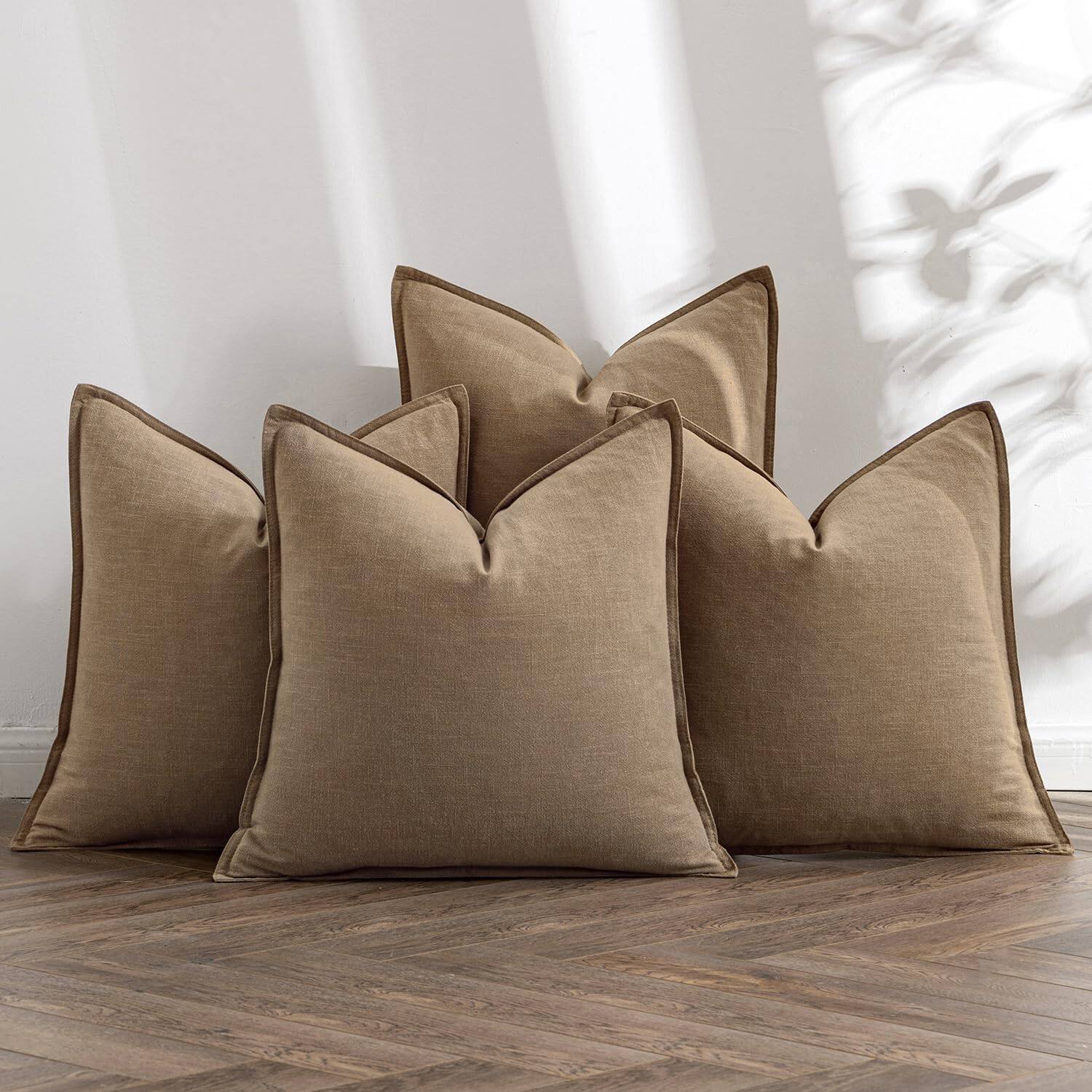 Klein NICHOLAS - Neutral Linen Pillow Covers Decorative Solid Throw ...