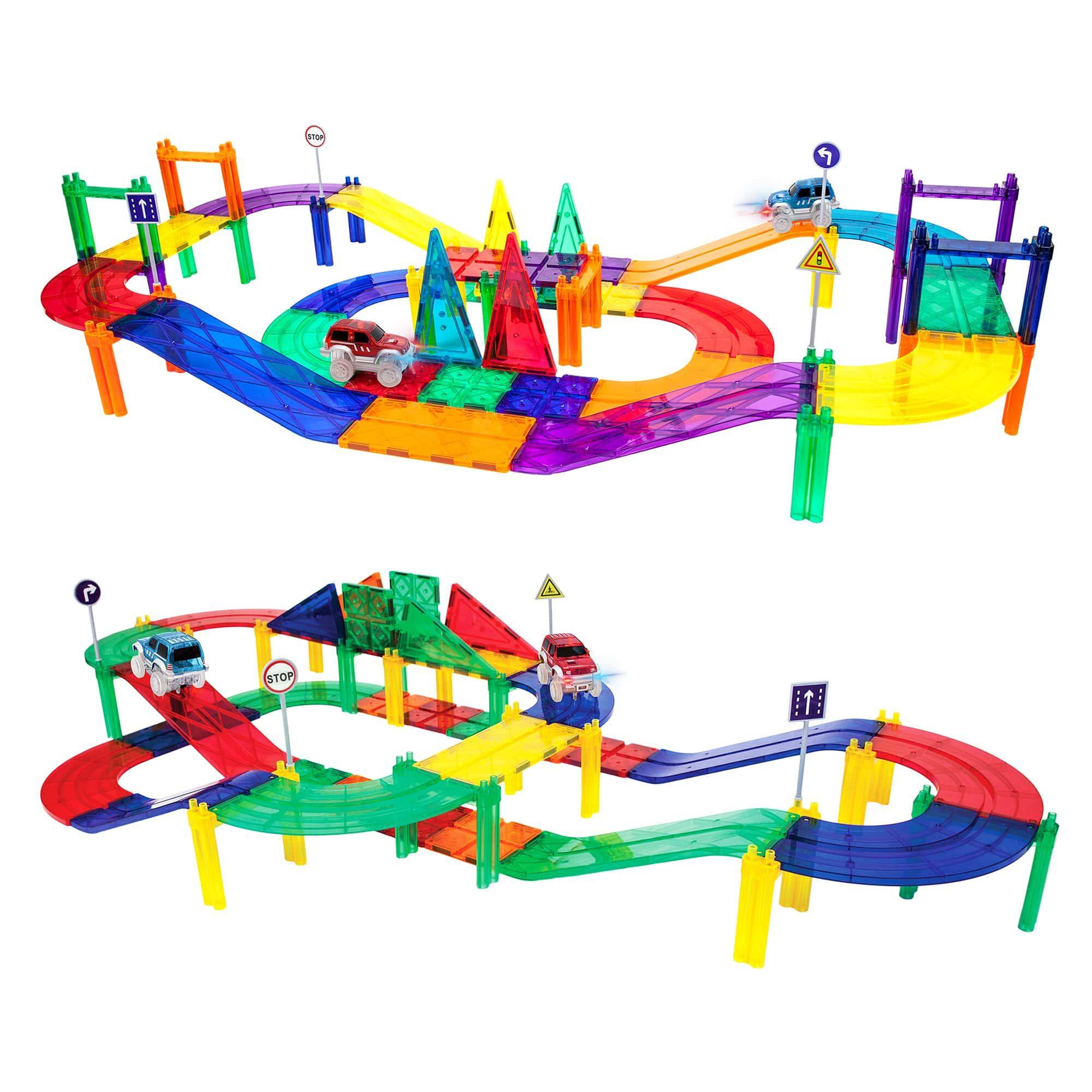 PicassoTiles PICASSO TILES Race Track Magnetic Tiles for Kids, 50PCS ...