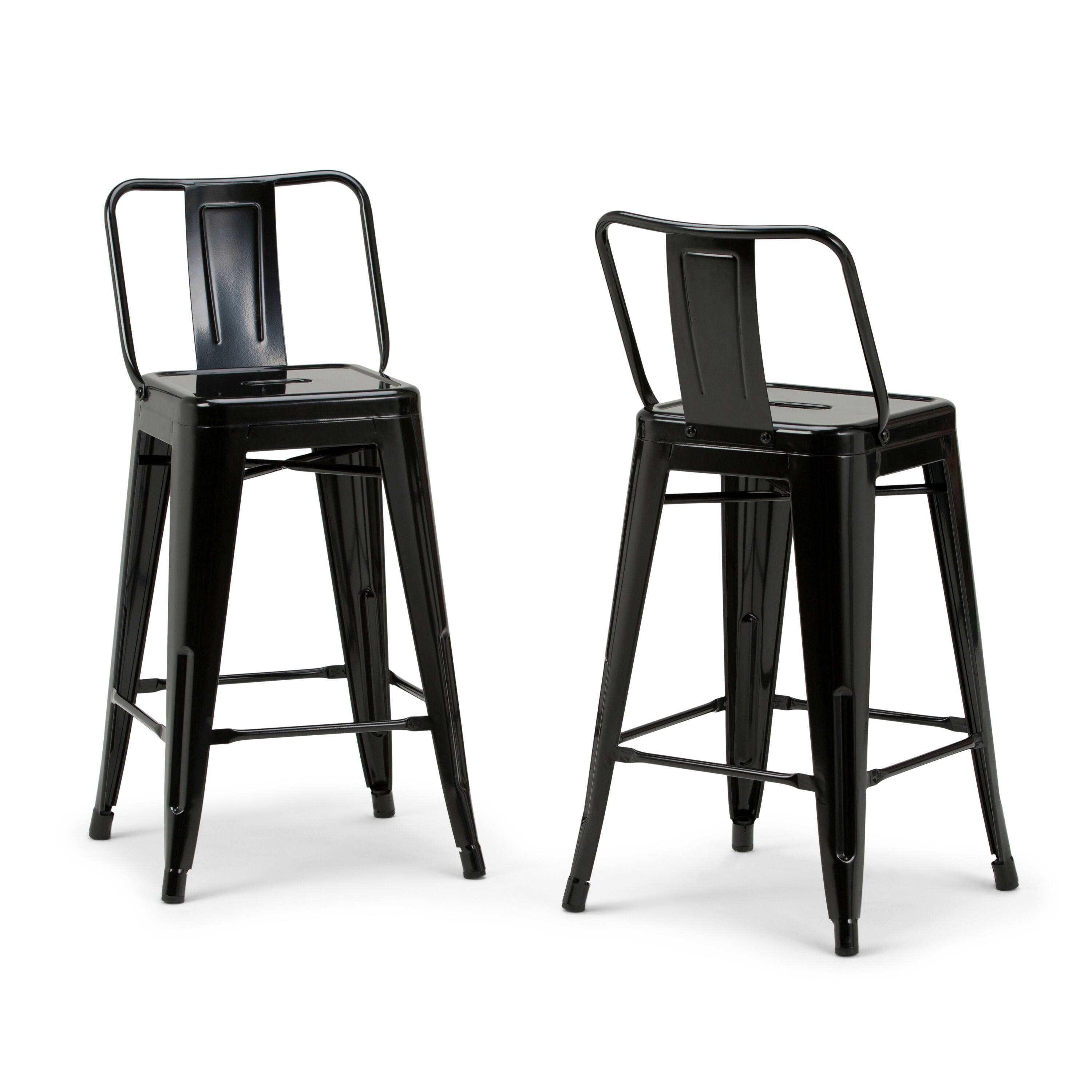 Angle. Simpli Home - Rayne Metal Counter Height Stool (Set of 2) - Black.