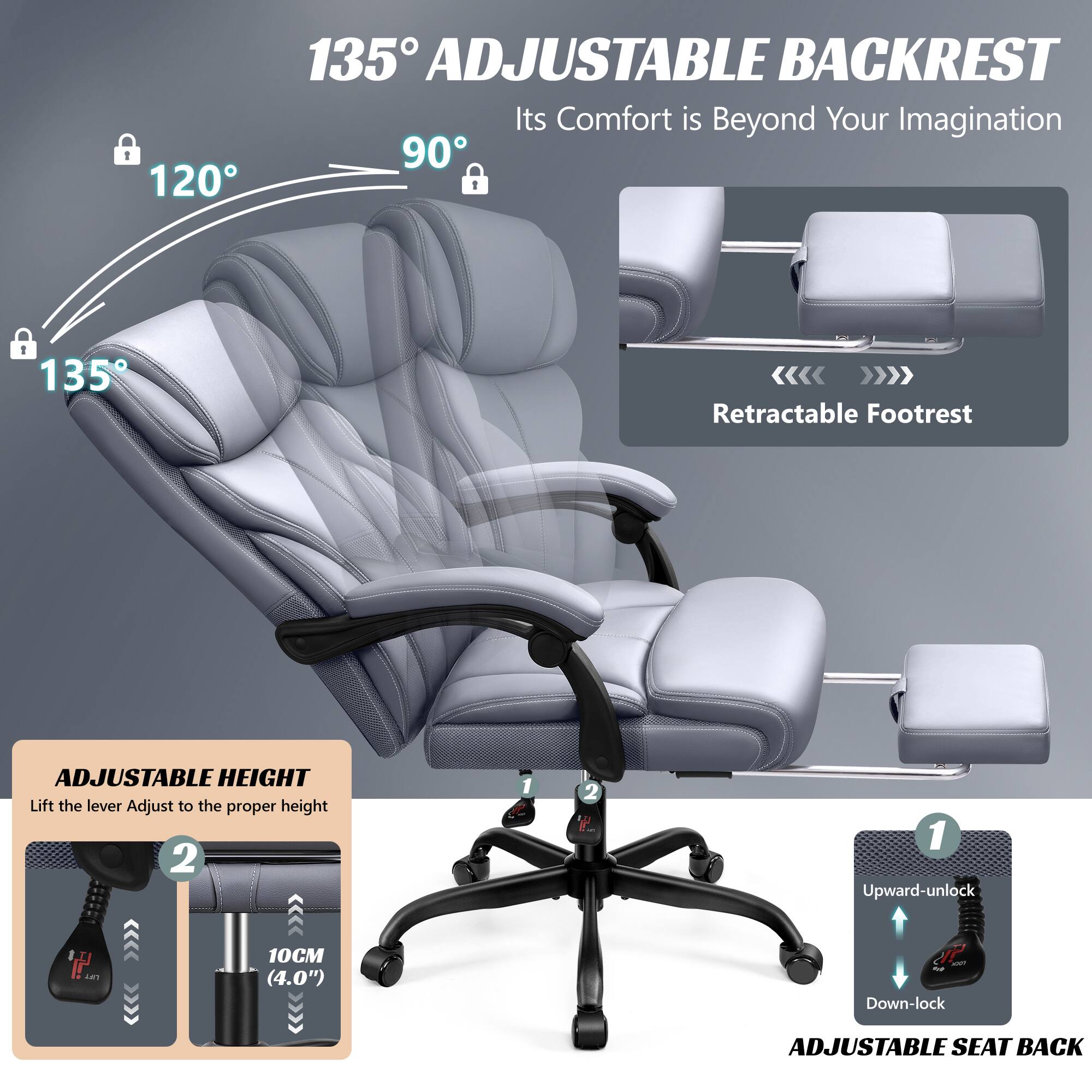 Brick Attic Office Chair, Executive Leather Chair Big and Tall ...