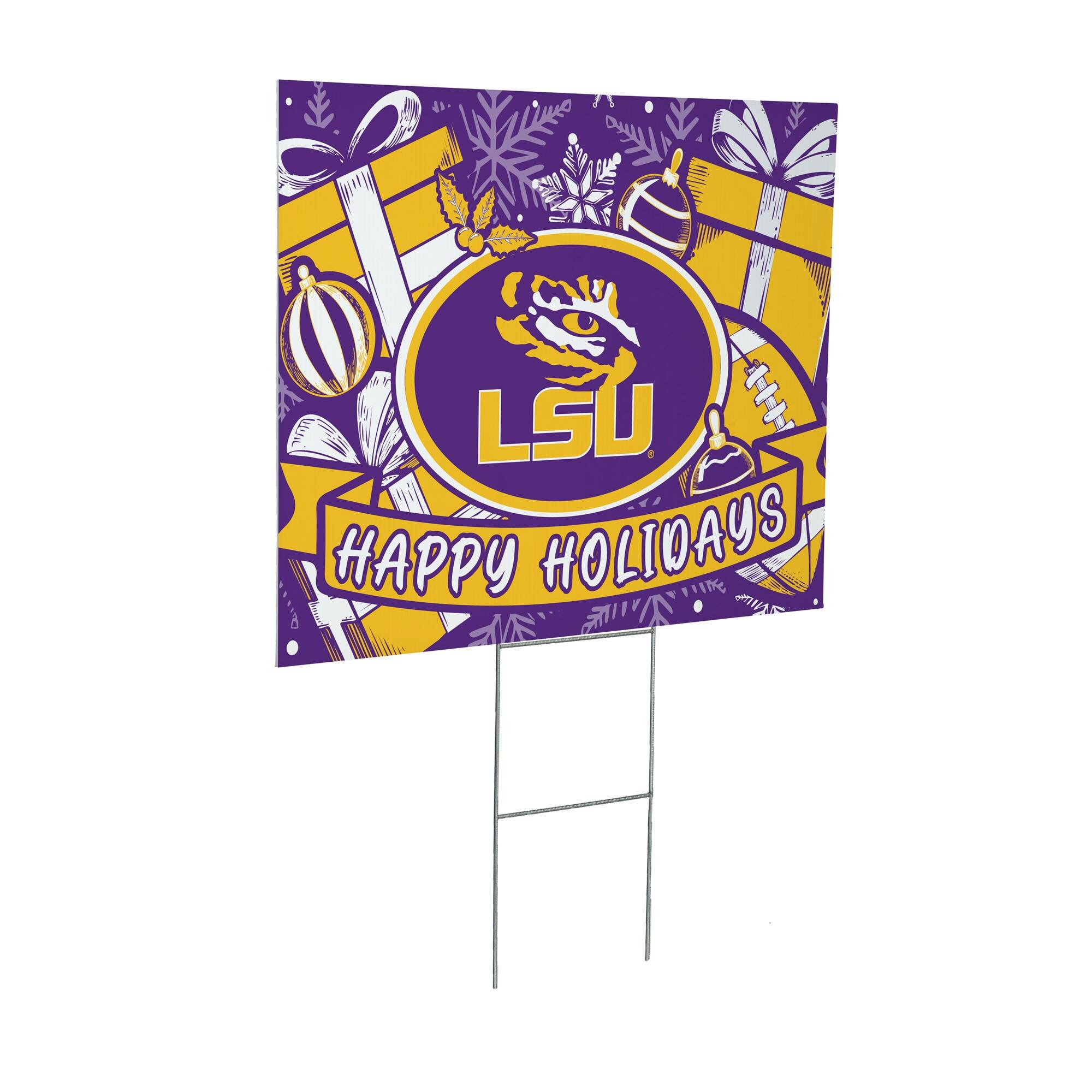 Evergreen Enterprises LSU Tigers 24" x 18" Happy Holidays Christmas ...