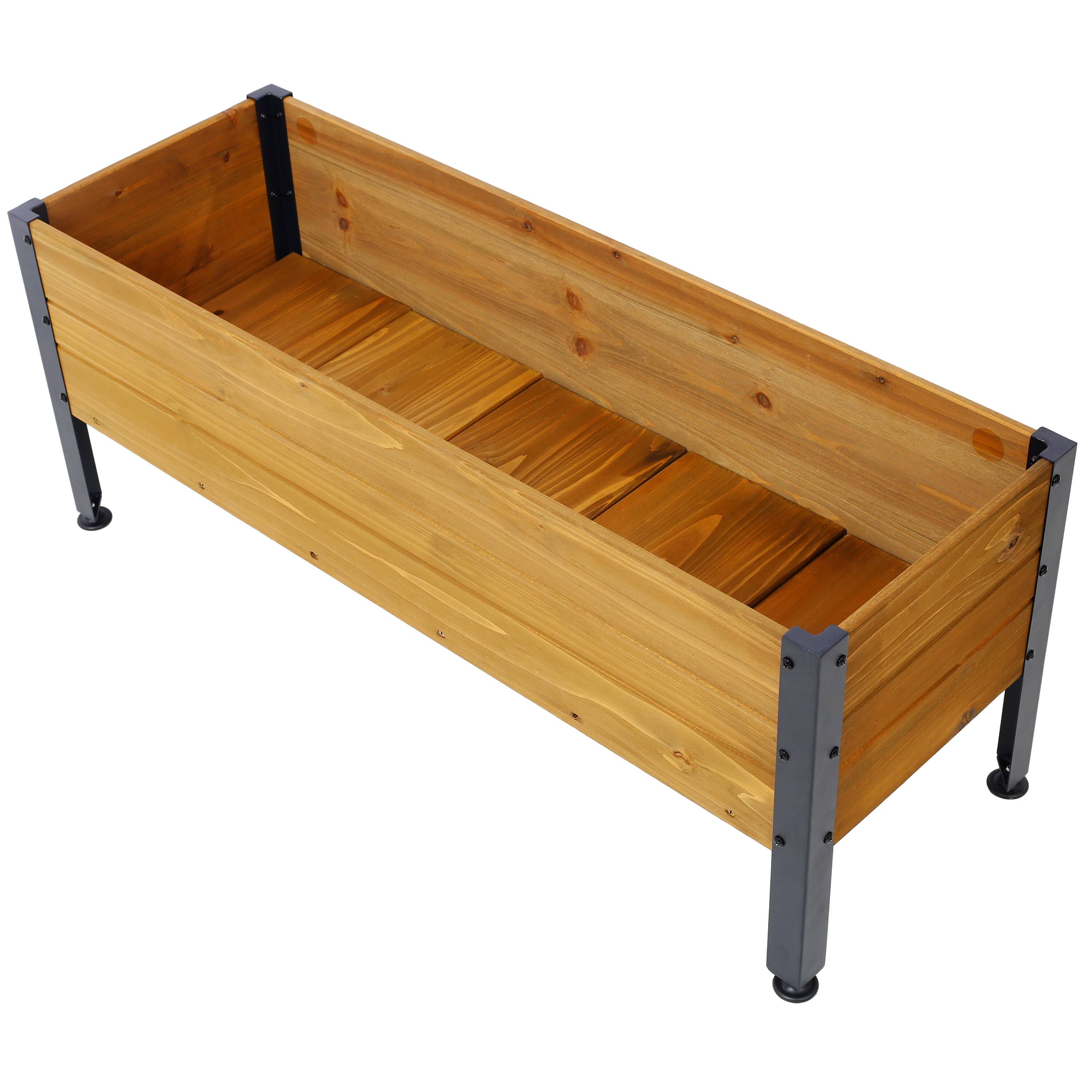 TinyHomie Wood Rectangular Garden Planter Box Raised Bed Outdoor ...