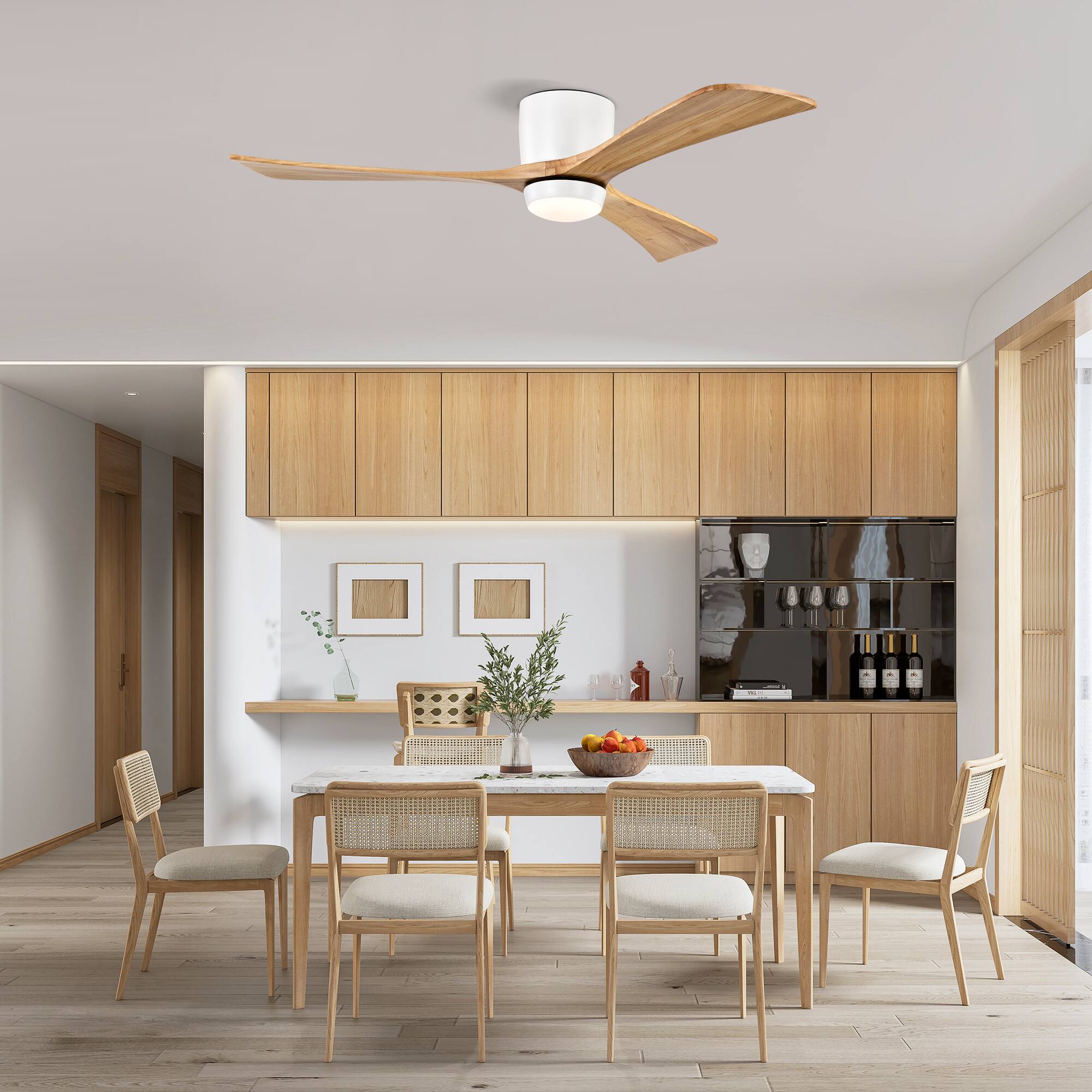 APRILSOUL Sycamore Wood Reversible DC Ceiling Fan Remote LED 6 Speed ...
