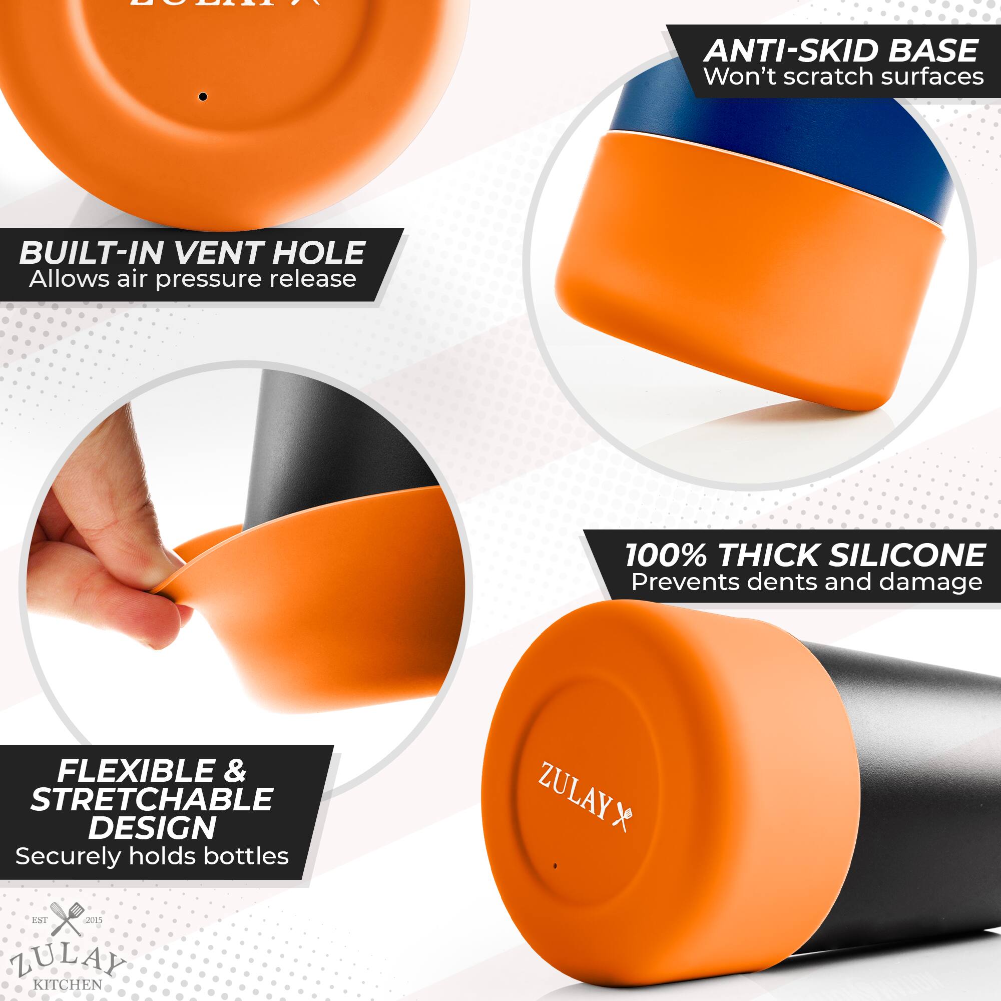 Zulay Kitchen Protective Silicone Boot 3.5Inches Diameter Water Bottles ...