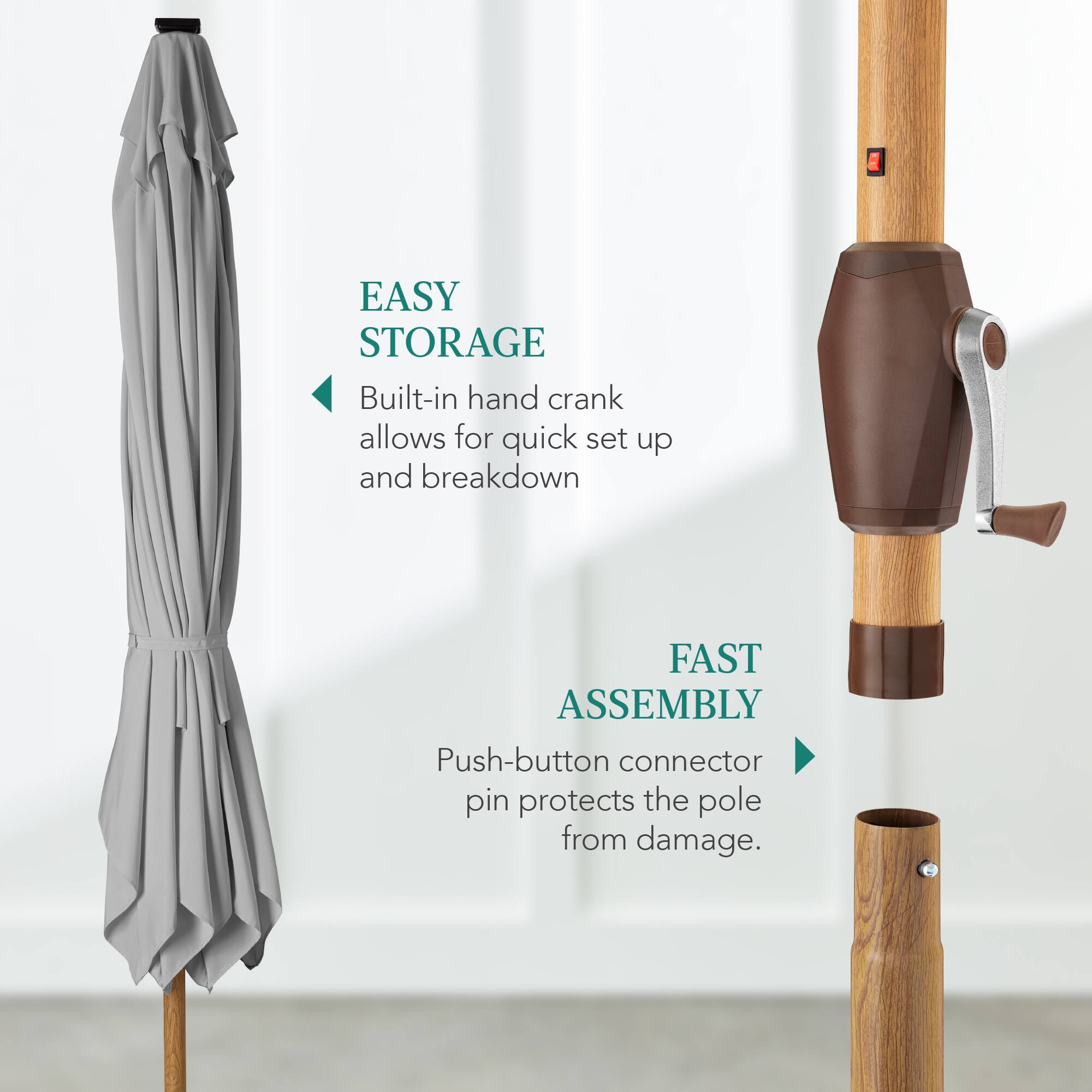 Best Choice Products 9ft Deep Square Solar LED Lighted Patio Umbrella w ...