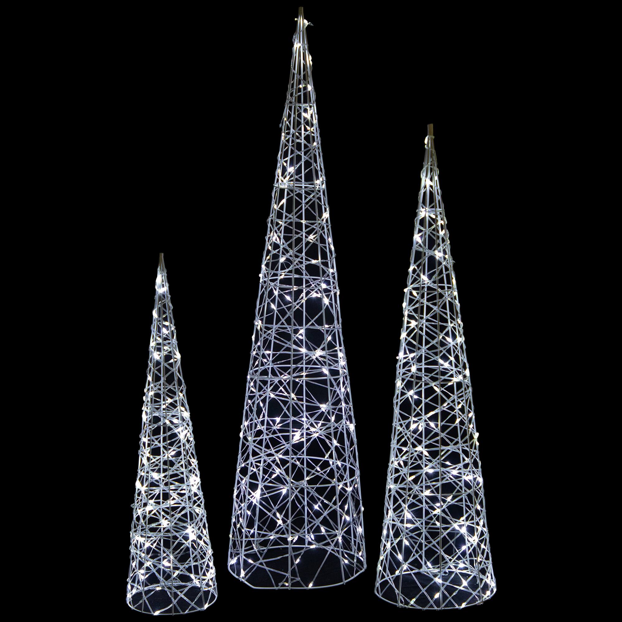 Northlight LED Lighted Twinkle Outdoor Christmas Cone Trees 39.5 ...
