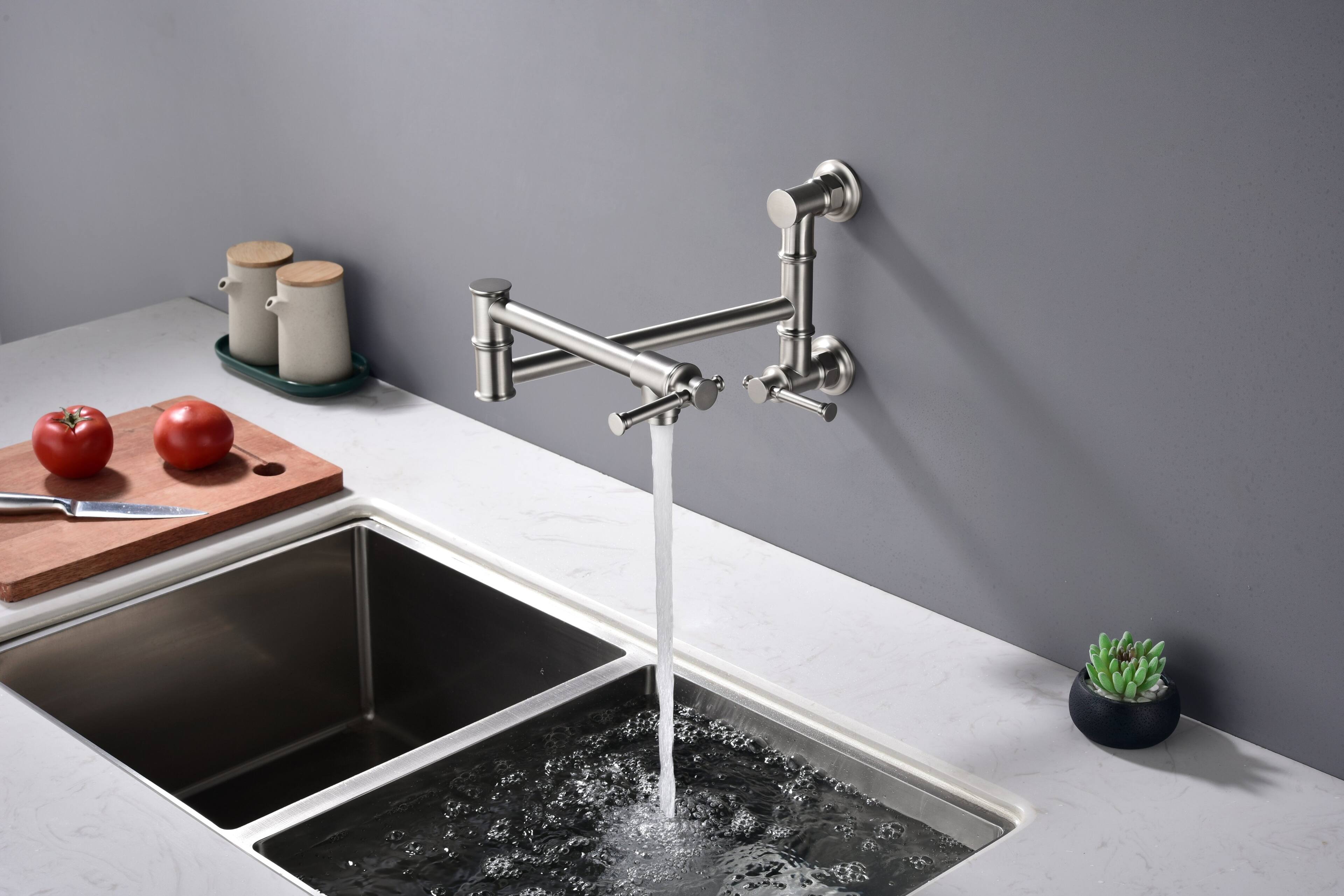 Wall mounted Pot Filler Faucet, Modern Brass Pot Filler Two Attachment ...