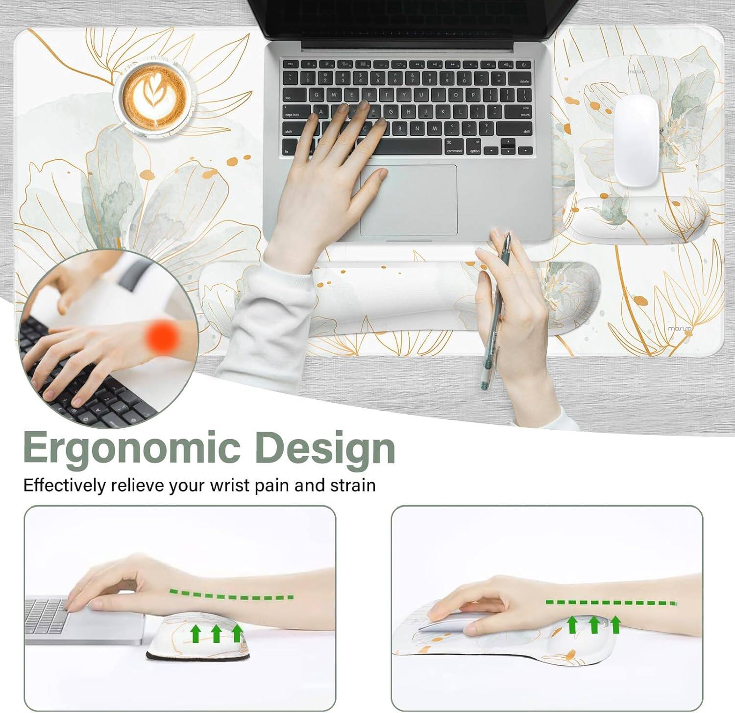 mosiso 4in1 Large Mouse Pad Set, Keyboard Wrist Rest&Mouse Wrist Rest ...