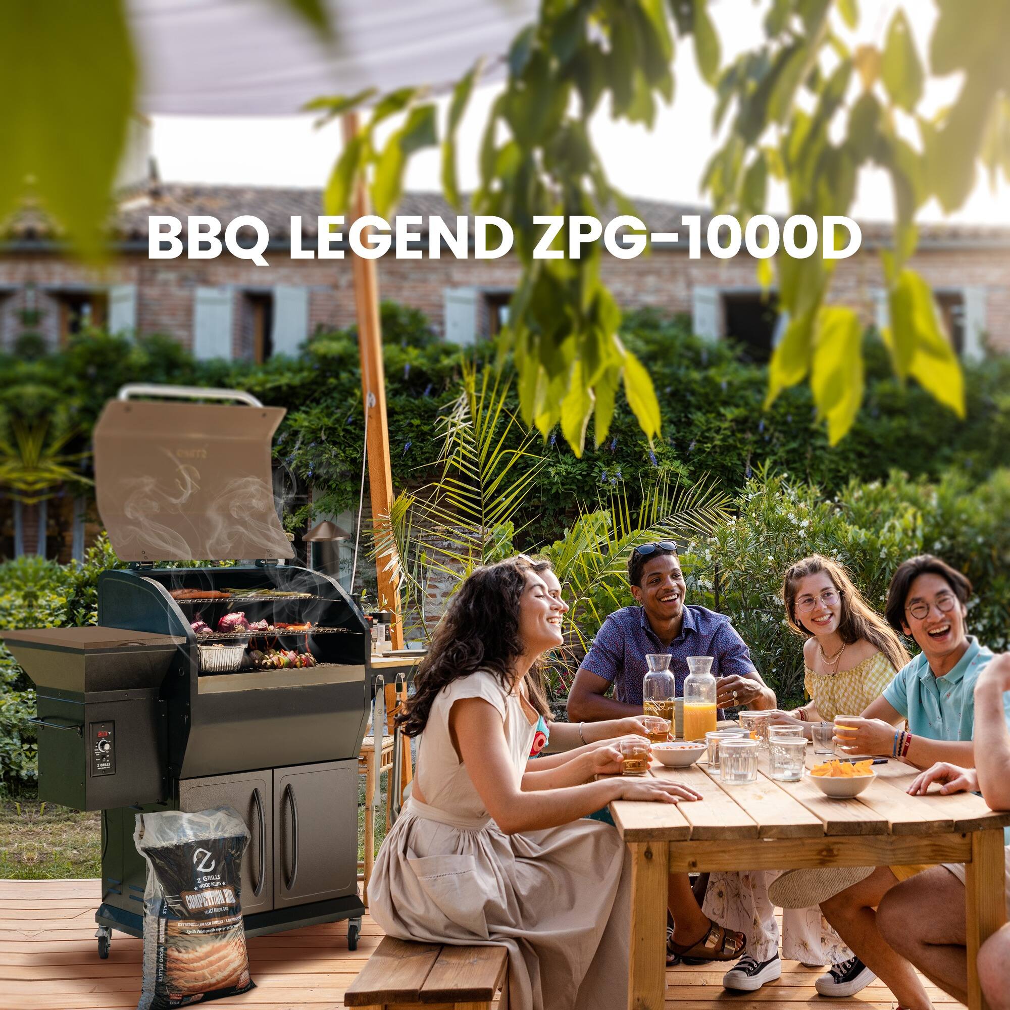 Z GRILLS BBQ Legend 1056 sq. in. Pellet Grill and Smoker with Storage ...