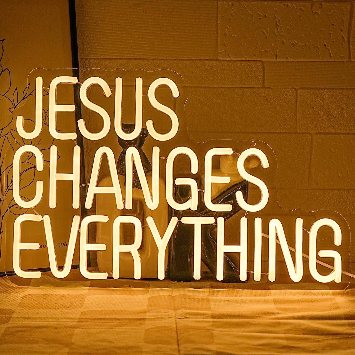 Auledio Jesus Changes Everything Neon Sign for Wall Decor Jesus Neon ...