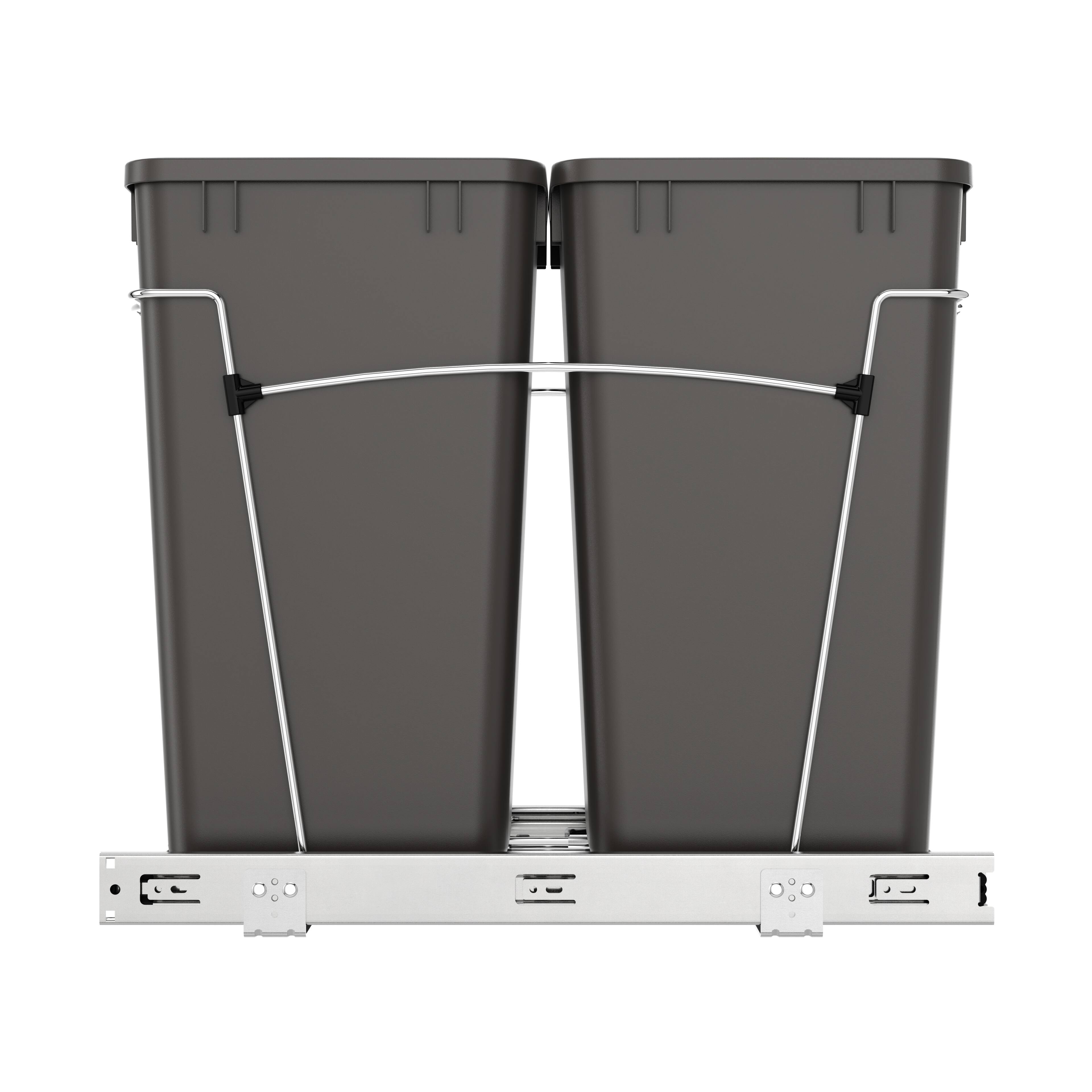 Rev A Shelf Double Pullout Trash Can 27 qt. for Kitchen, Gray, RV 15KD ...