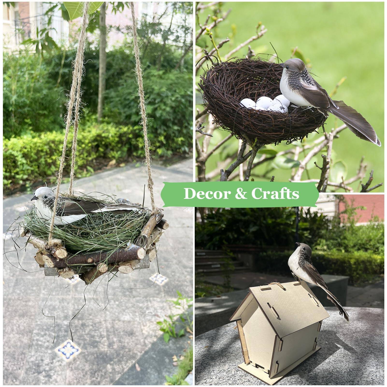 Paradigms Interiors Artificial Feathered Birds Clip On Sparrow Bird ...